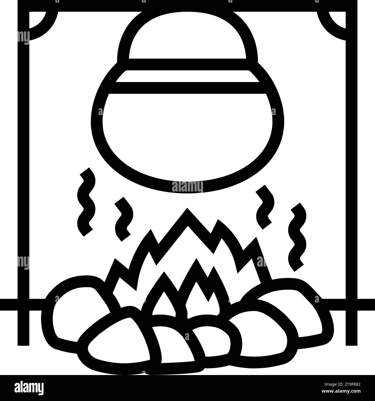 cooking with fire restaurant chef line icon vector illustration Stock ...