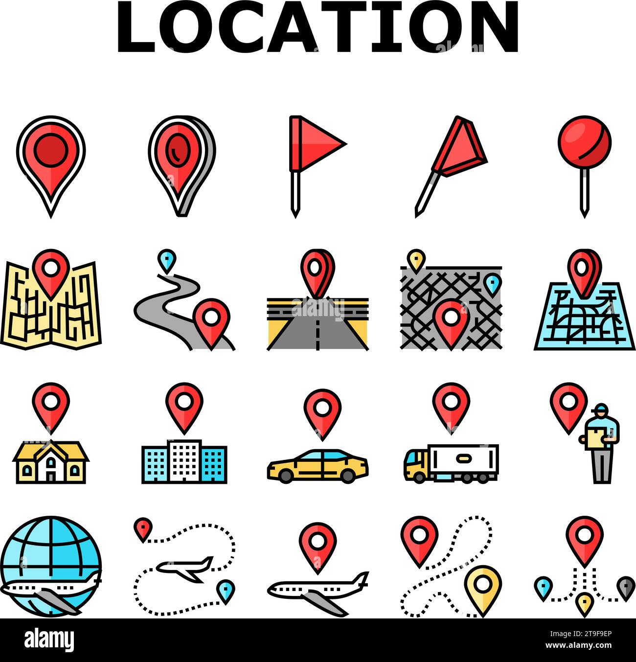location pin map point icons set vector Stock Vector Image & Art - Alamy