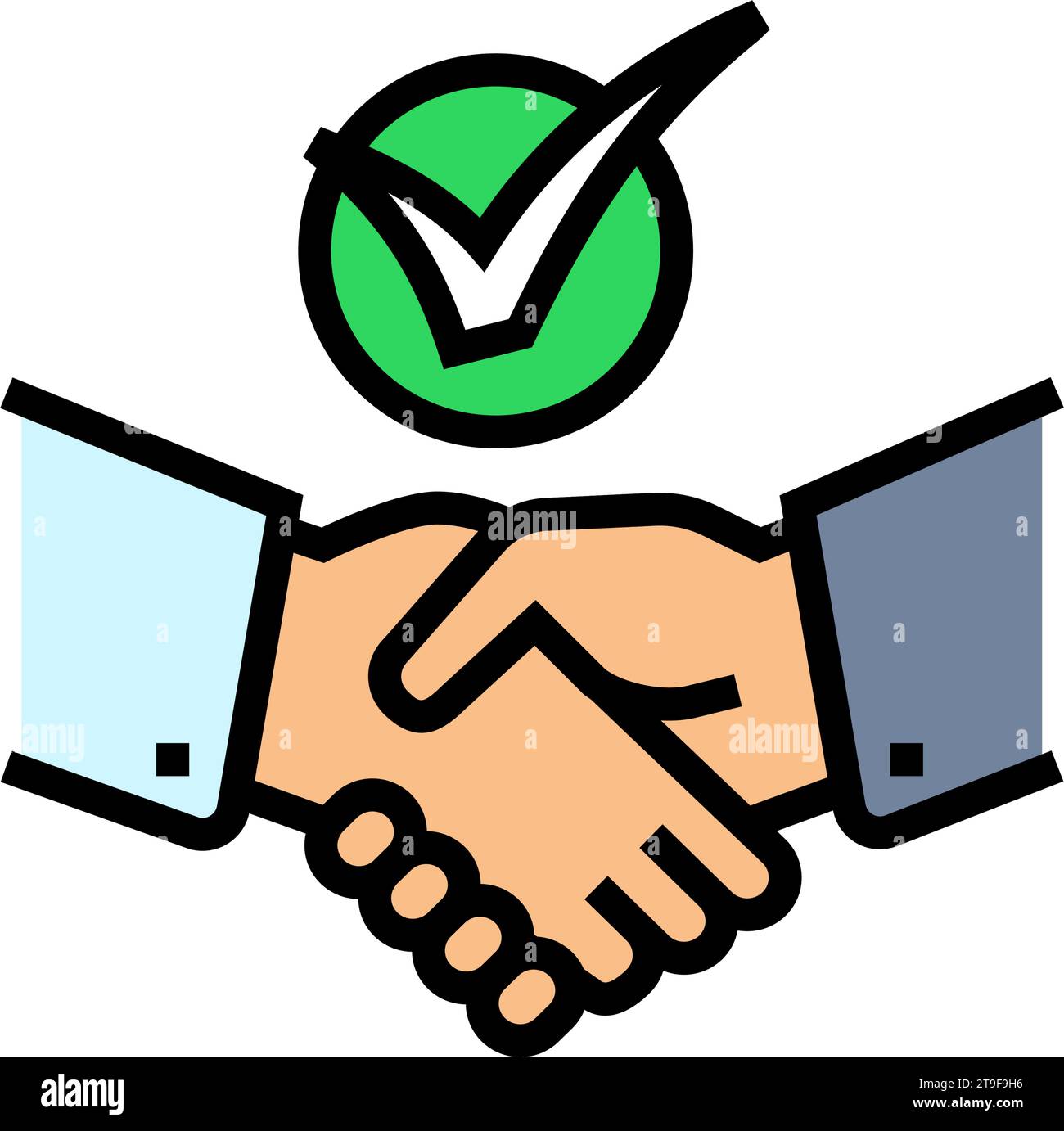 handshake check mark color icon vector illustration Stock Vector Image ...