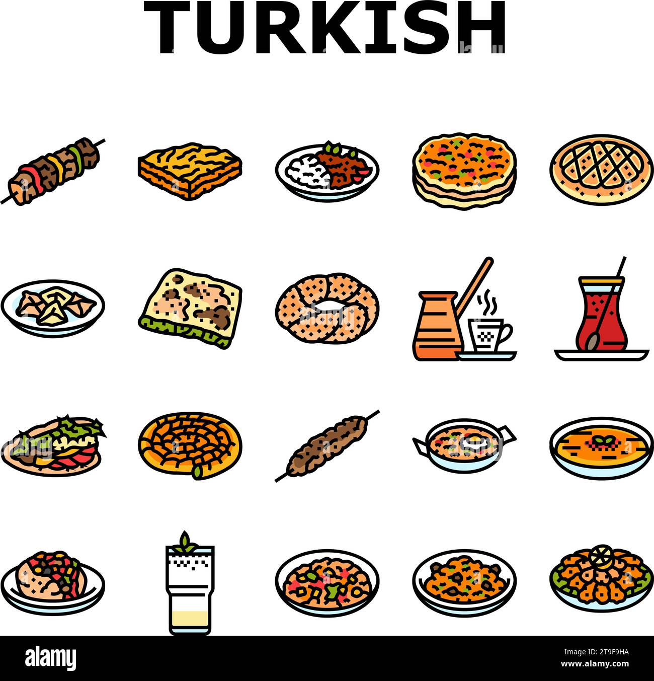 turkish cuisine food meal icons set vector Stock Vector Image & Art - Alamy