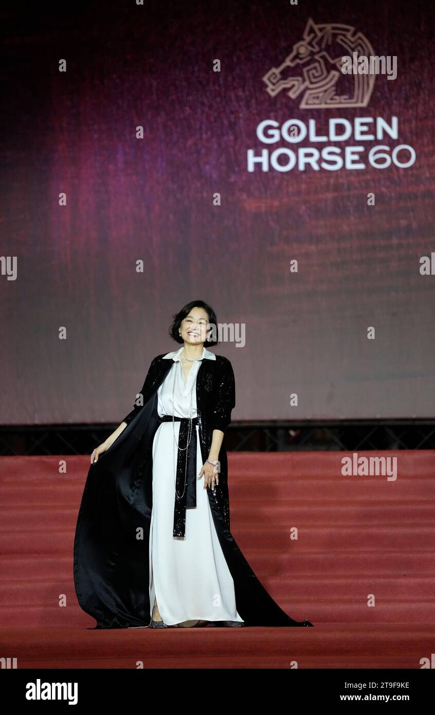 Taiwanese actress Brigitte Lin arrives at the 60th Golden Horse Awards ...