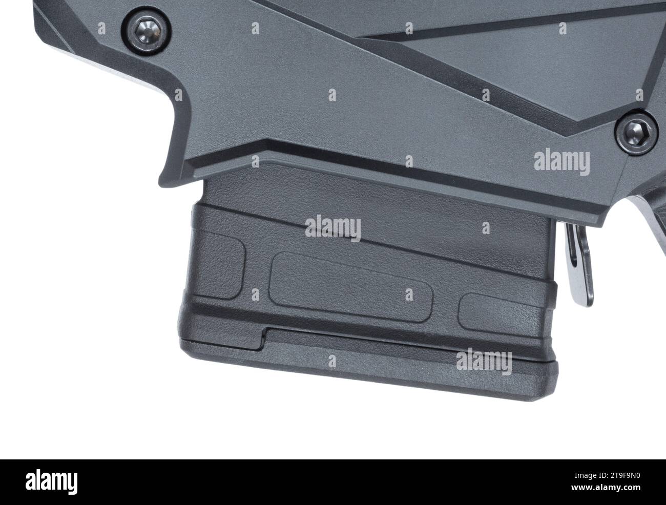 Magazine made of polymer inserted in the metal receiver of a modern ...