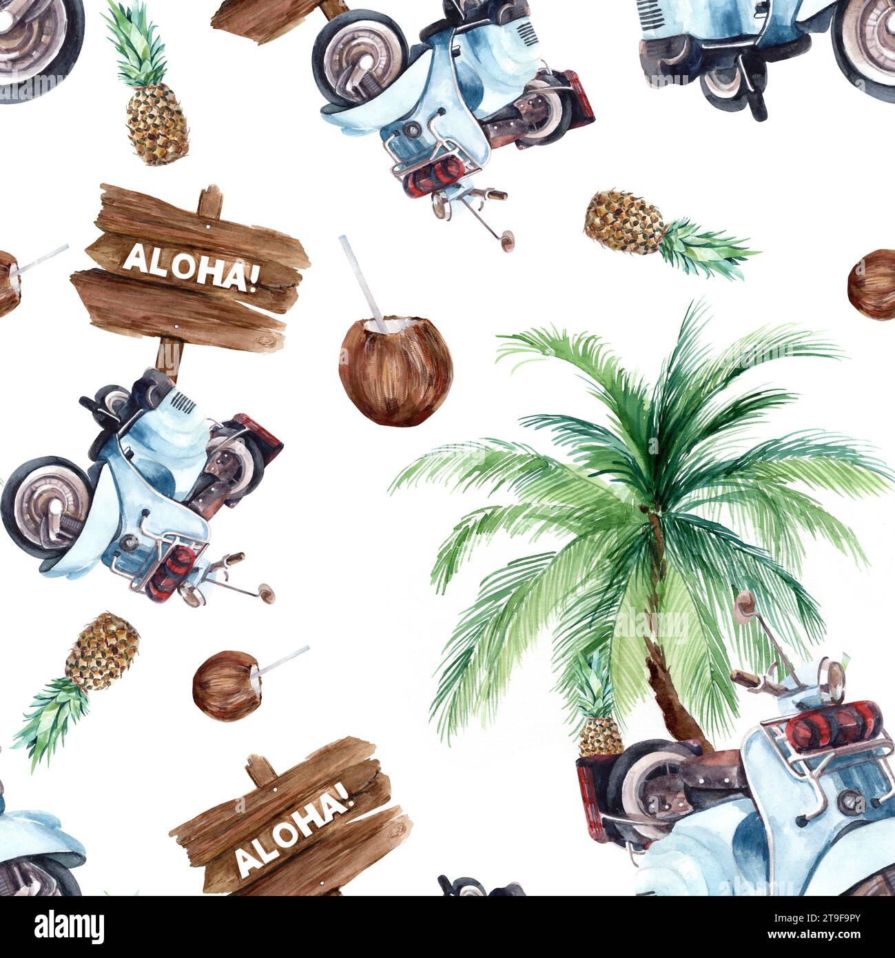 Summer vacation illustration set. Watercolor drawing. isolated object ...