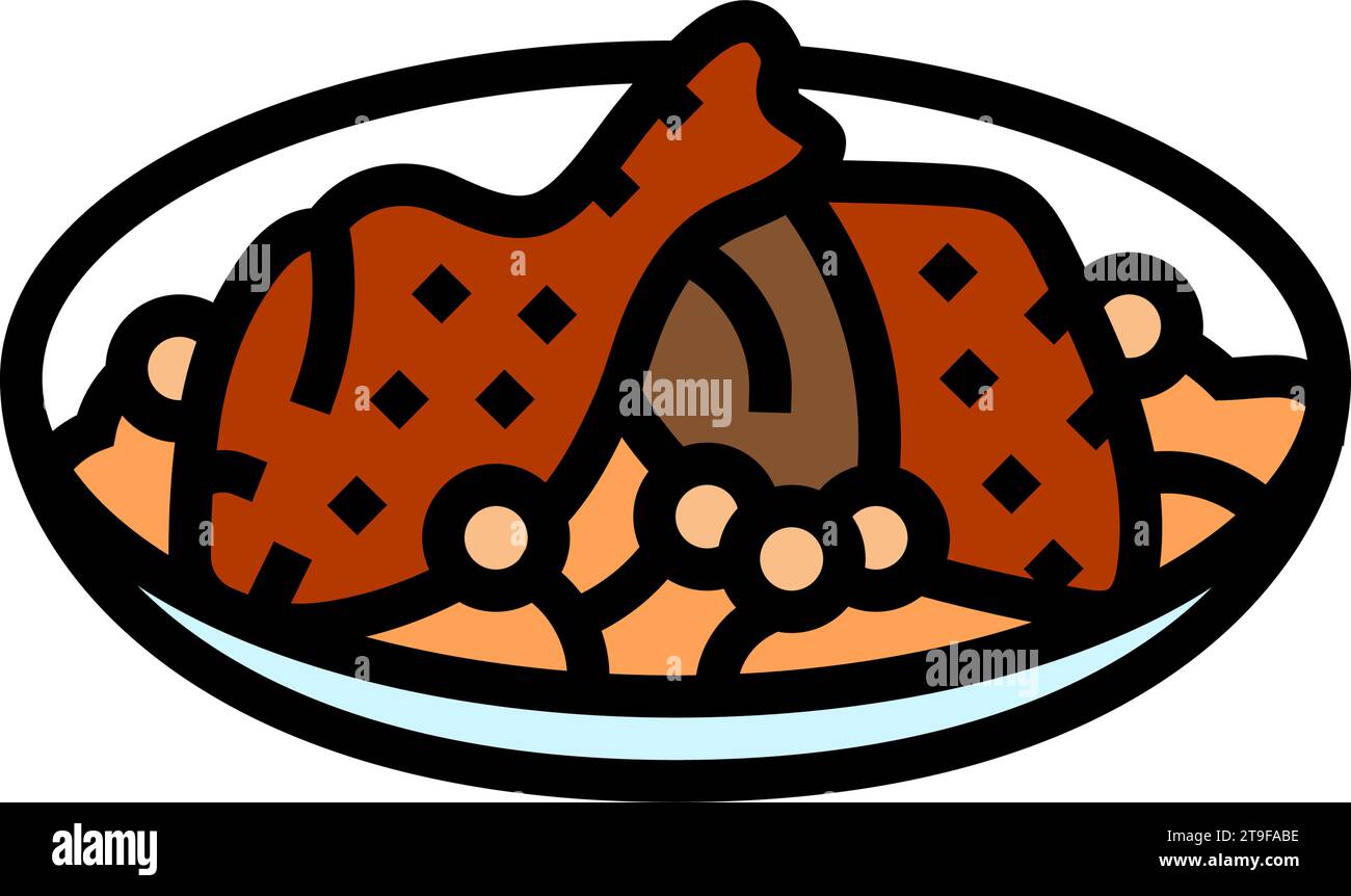coq au vin french cuisine color icon vector illustration Stock Vector ...