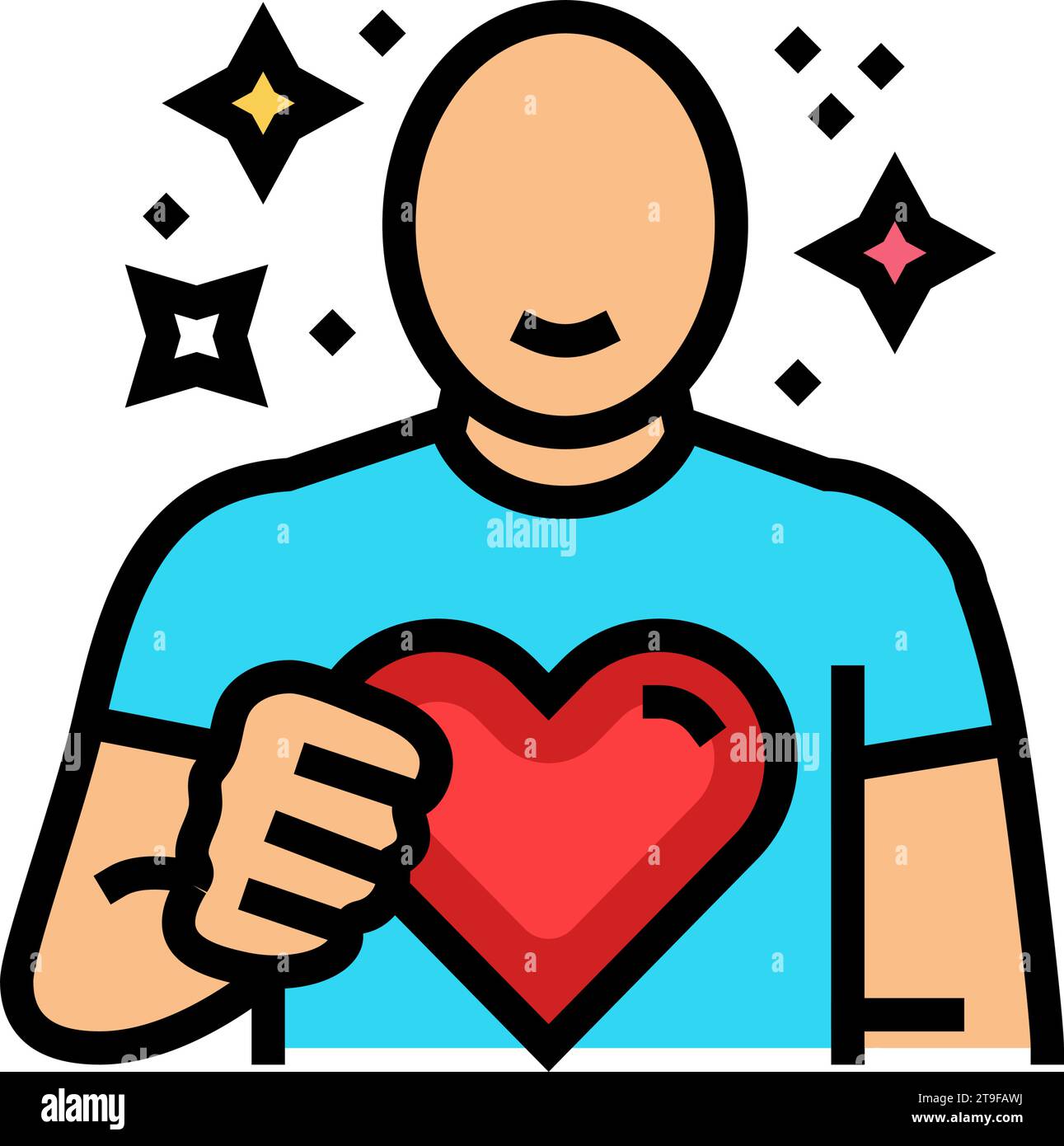 man holding heart color icon vector illustration Stock Vector Image ...