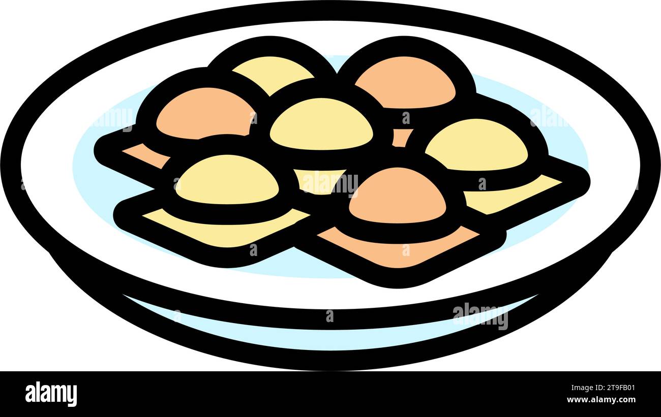 ravioli pasta italian cuisine color icon vector illustration Stock ...