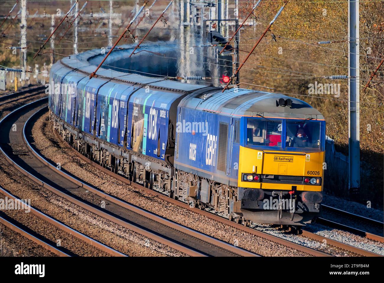 GBRF Blue 60026 named Helvellyn seen with the Drax train passing ...