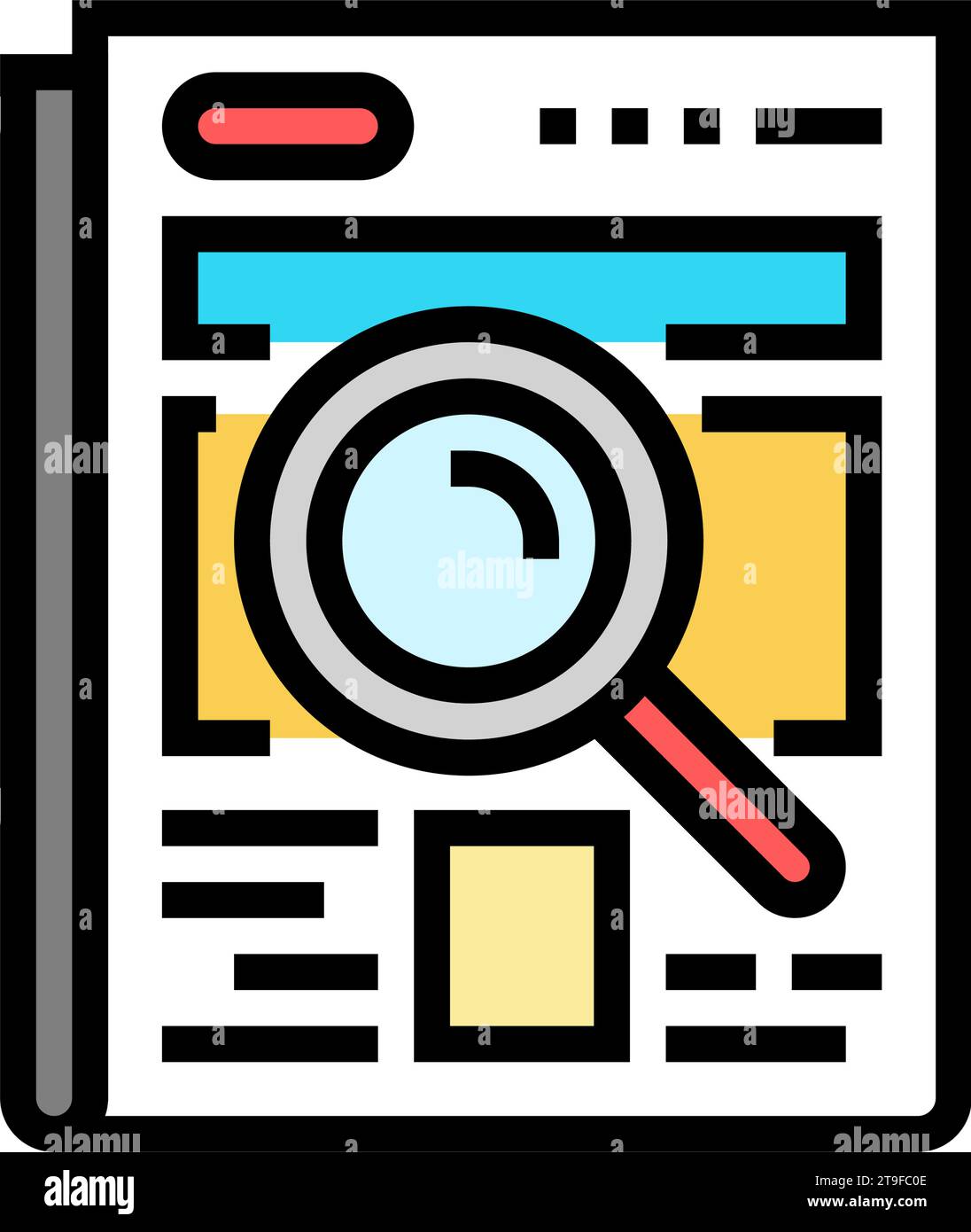 newspaper search magnifying glass color icon vector illustration Stock ...