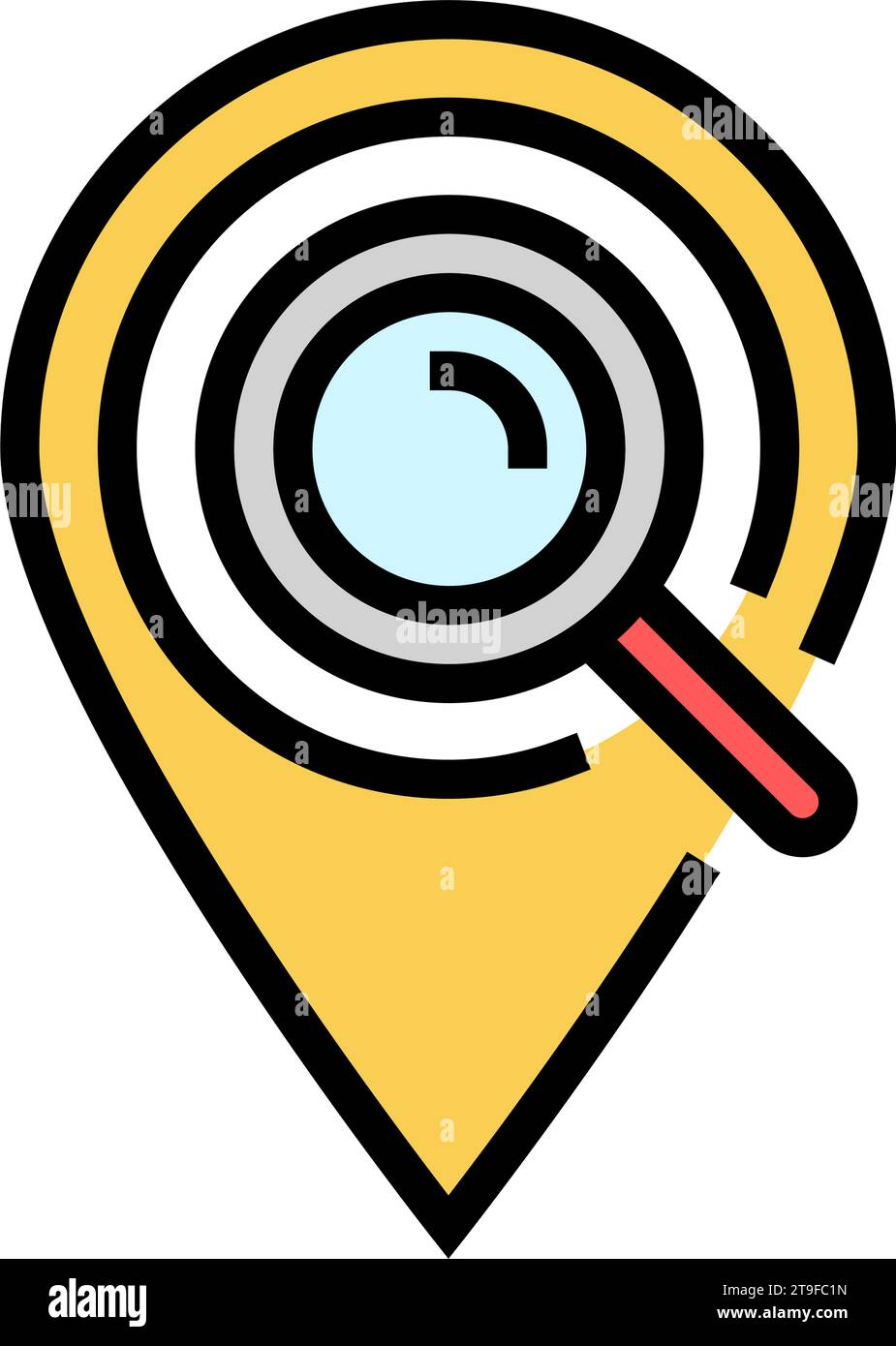 geolocation marker magnifying glass color icon vector illustration ...