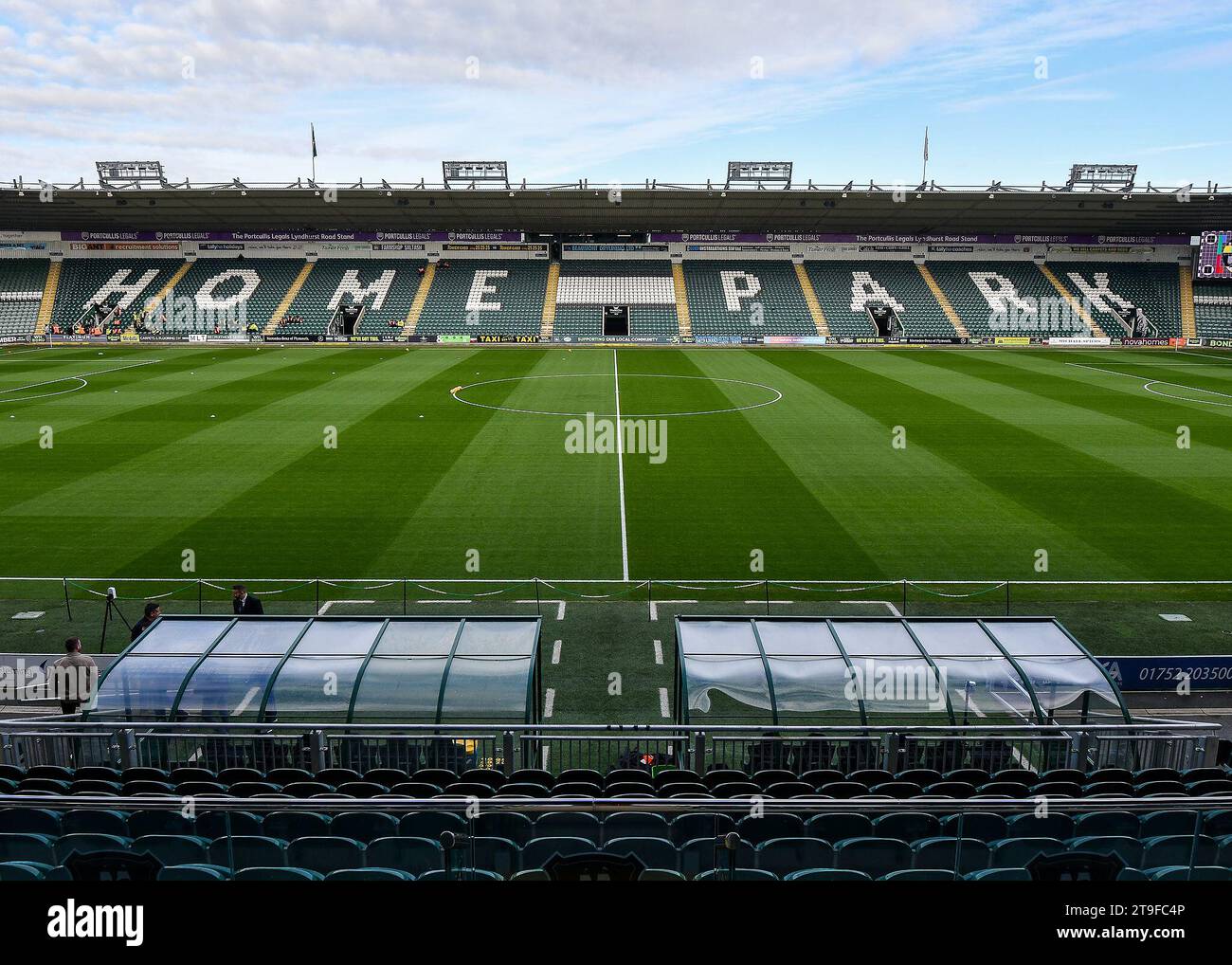 A General view of Home Park during the Sky Bet Championship match ...