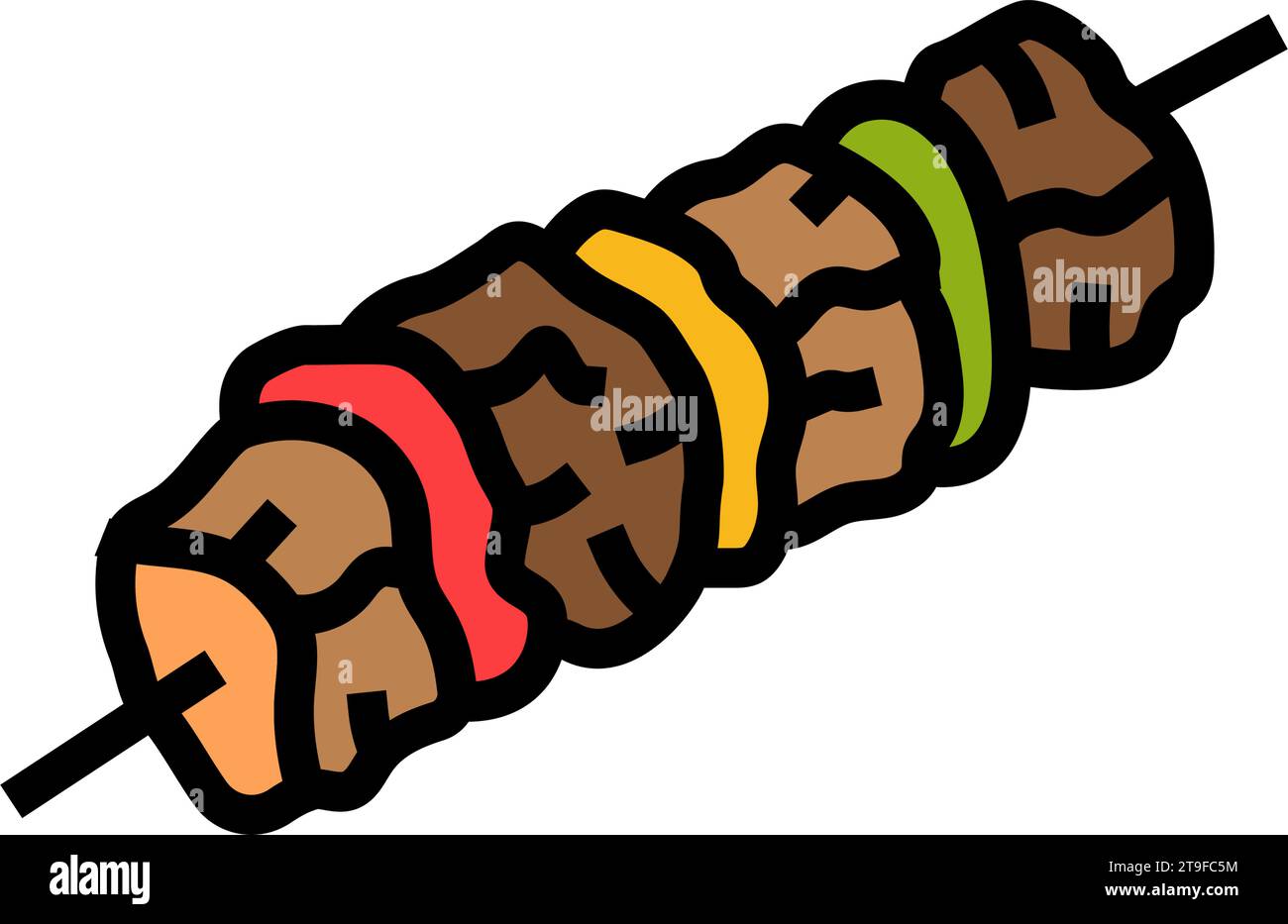 kebab skewer turkish cuisine color icon vector illustration Stock ...