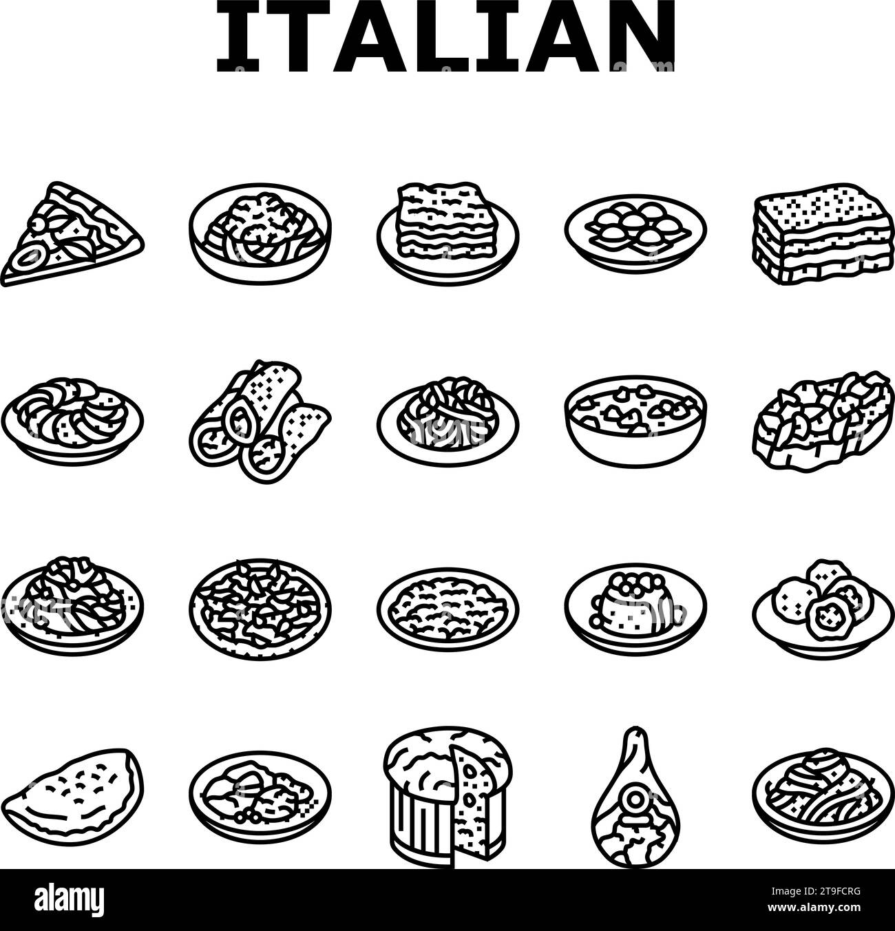 italian cuisine food pasta icons set vector Stock Vector Image & Art ...