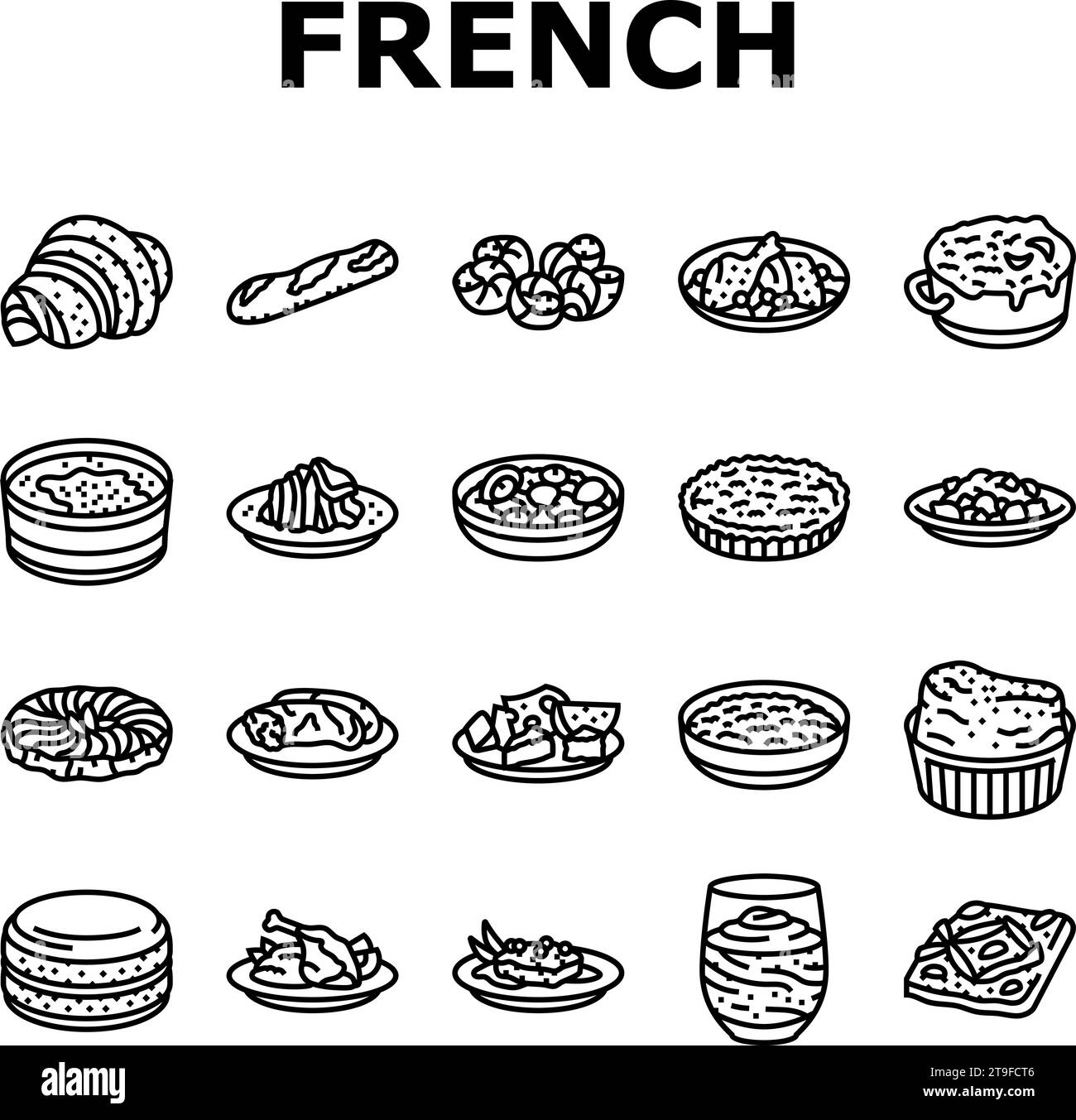french cuisine food meal icons set vector Stock Vector Image & Art - Alamy