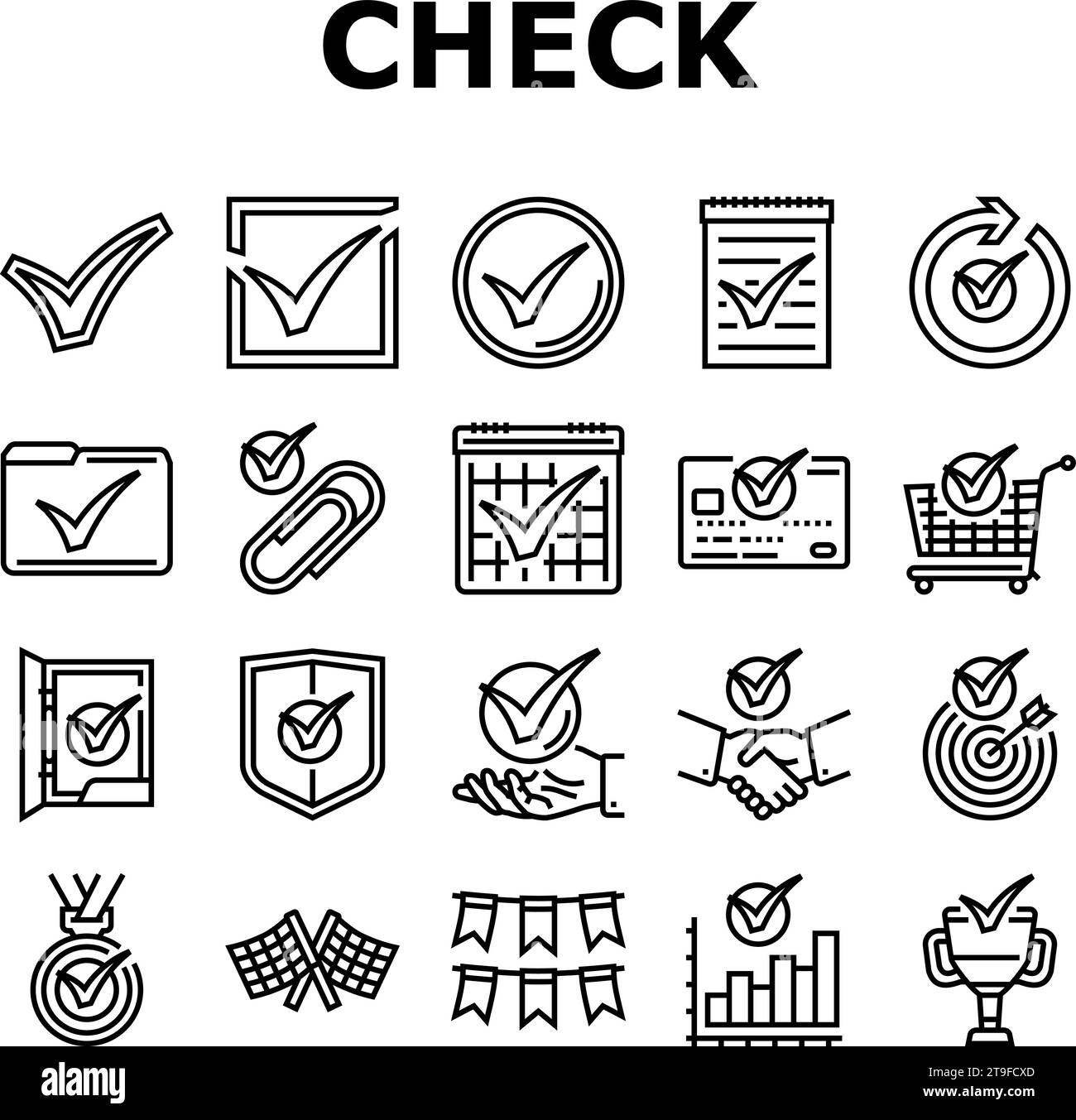check mark tick ok icons set vector Stock Vector Image & Art - Alamy