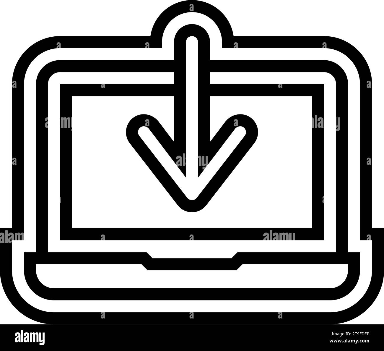 laptop downloading data computer line icon vector illustration Stock ...
