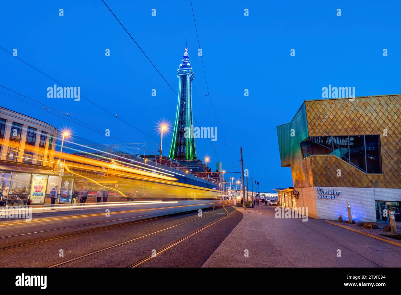 Blackpool; Tower and Wedding Chapel at Night; Lancashire; UK Stock ...