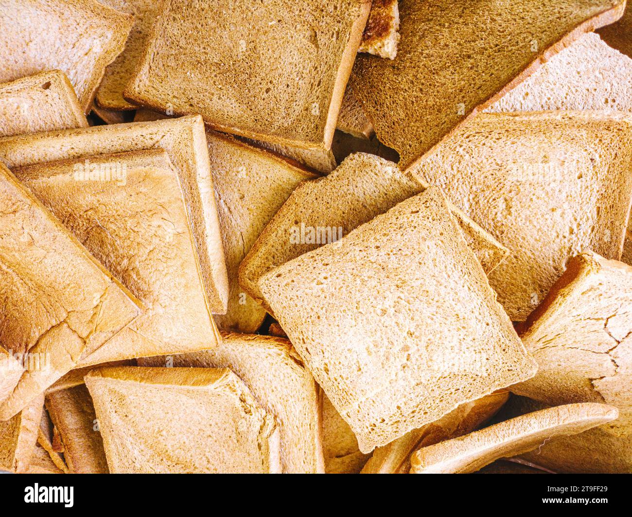 A pile of white, dry, or plain bread. Pattern texture background. Flat ...