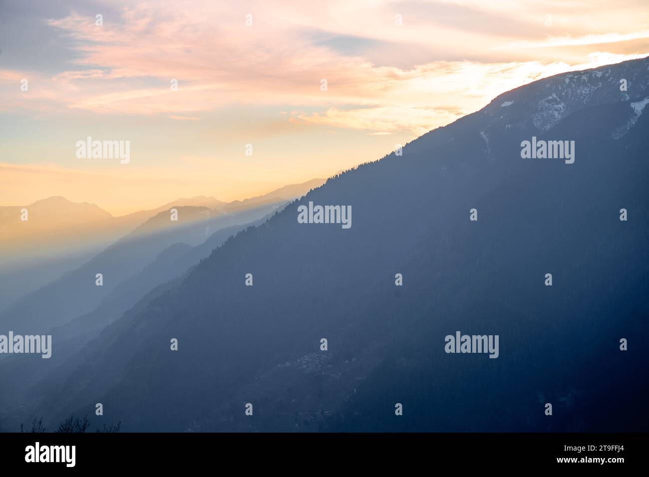 Serene peaceful view of himalaya mountains from Hamta village trek ...