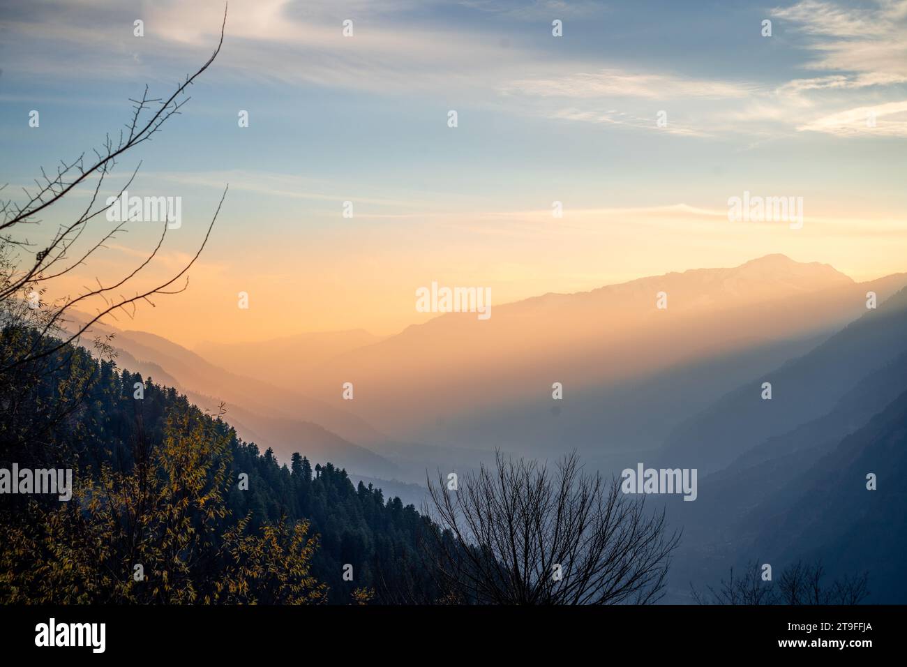 Serene peaceful view of himalaya mountains from Hamta village trek ...
