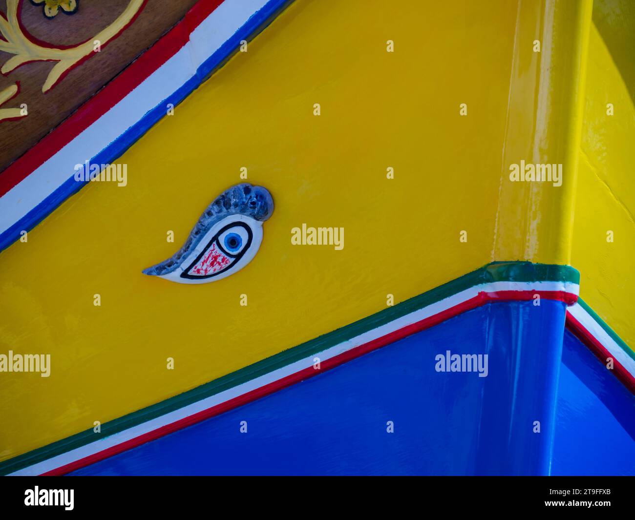 Traditional Maltese fishing boat luzzu decoration with eyes. Malta ...