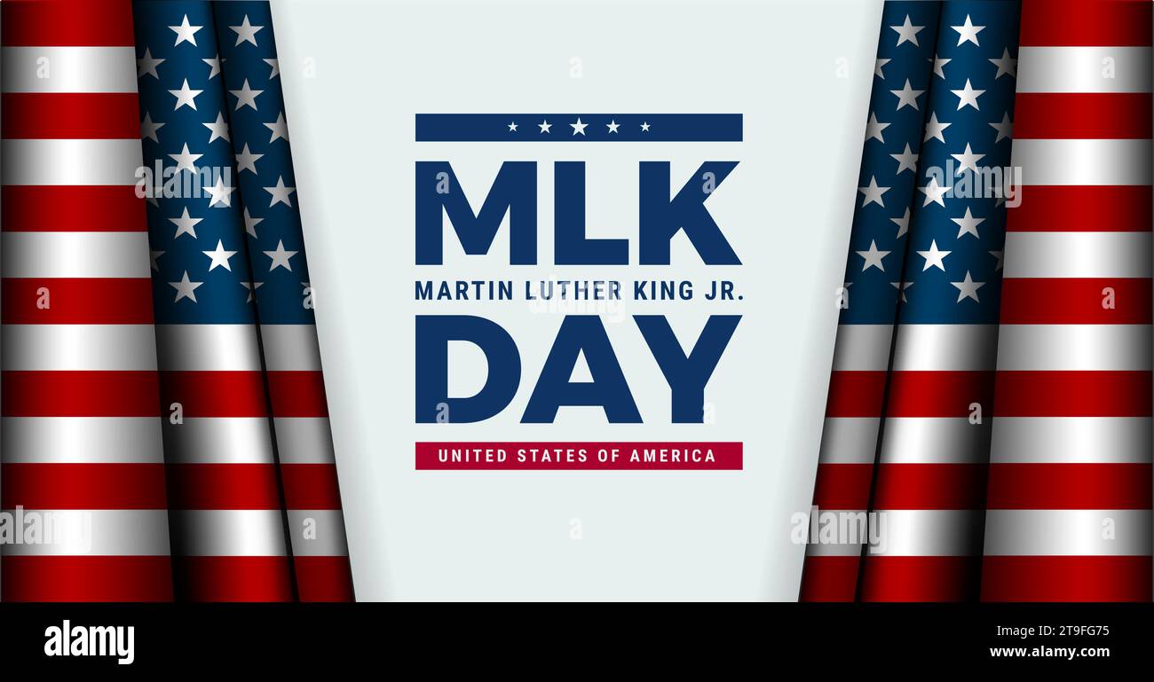 MLK Day greeting card design - MLK Day lettering with the US flags ...