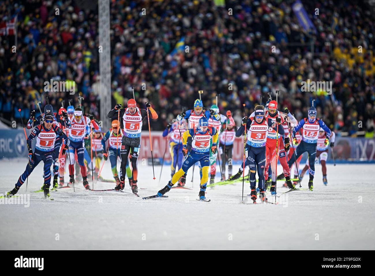 Athletes in action during the start of the Mixed Relay event of the IBU ...