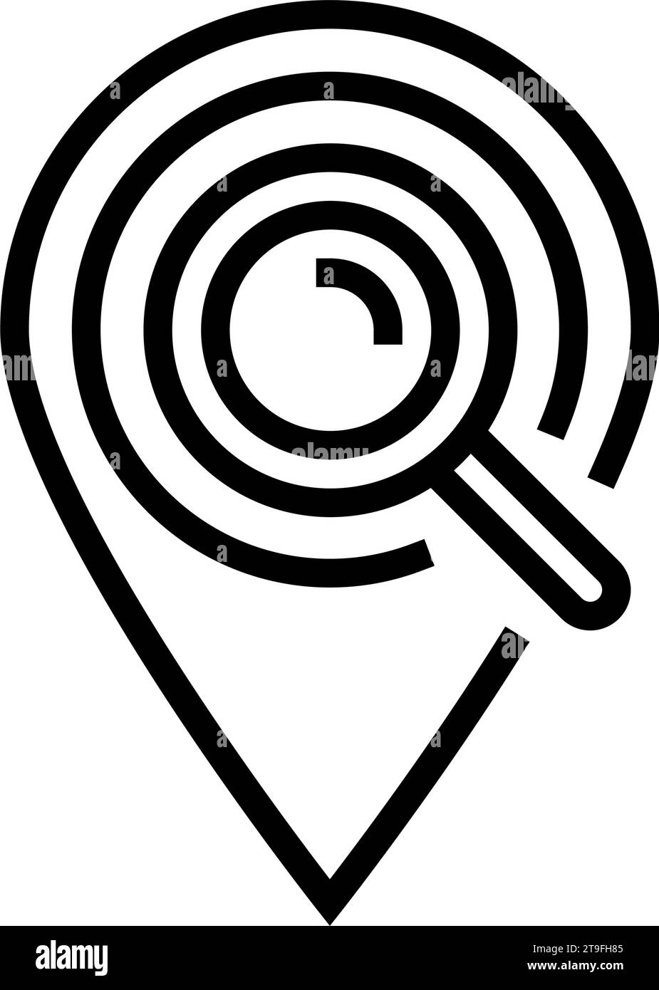 geolocation marker magnifying glass line icon vector illustration Stock ...