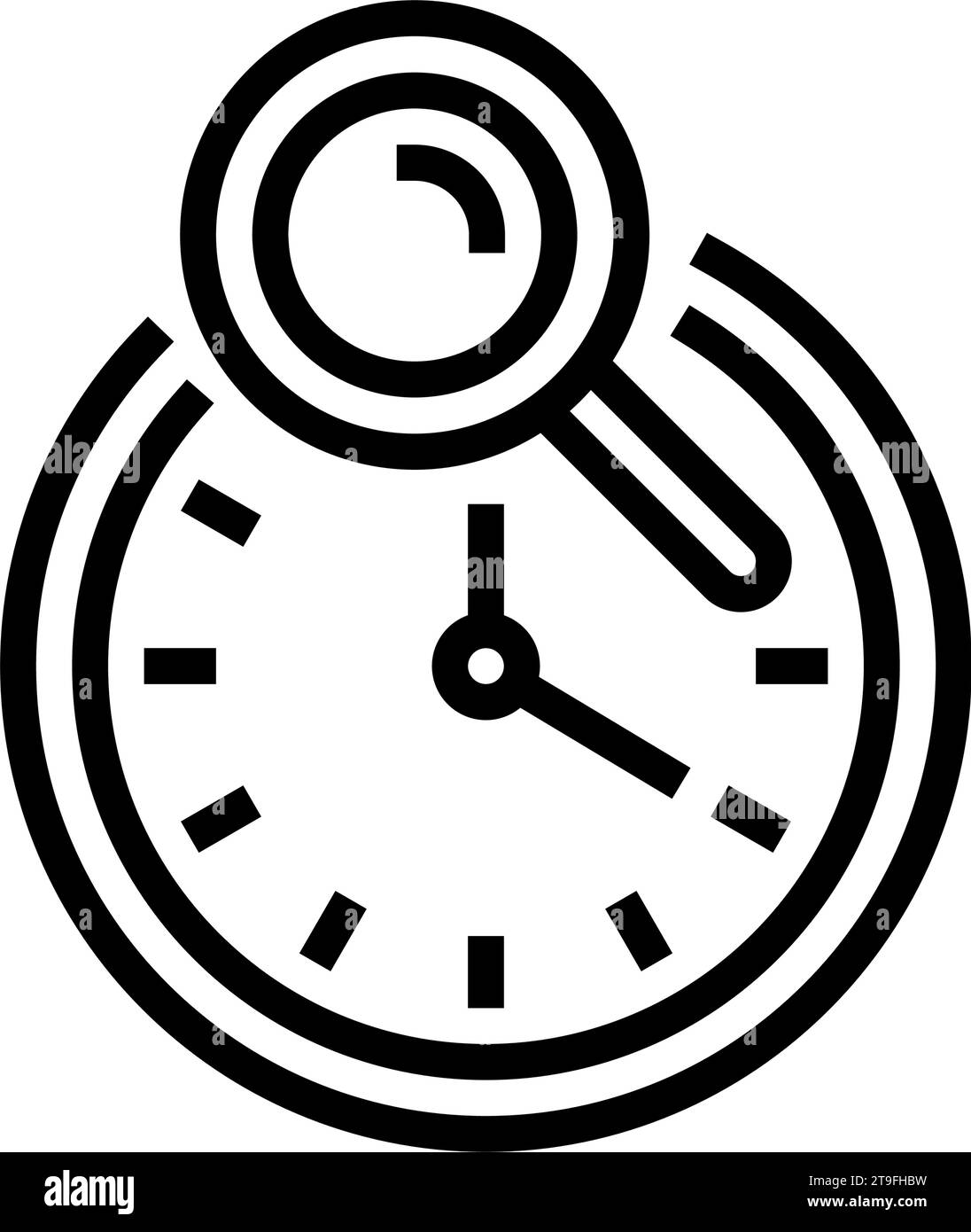 clock search magnifying glass line icon vector illustration Stock ...