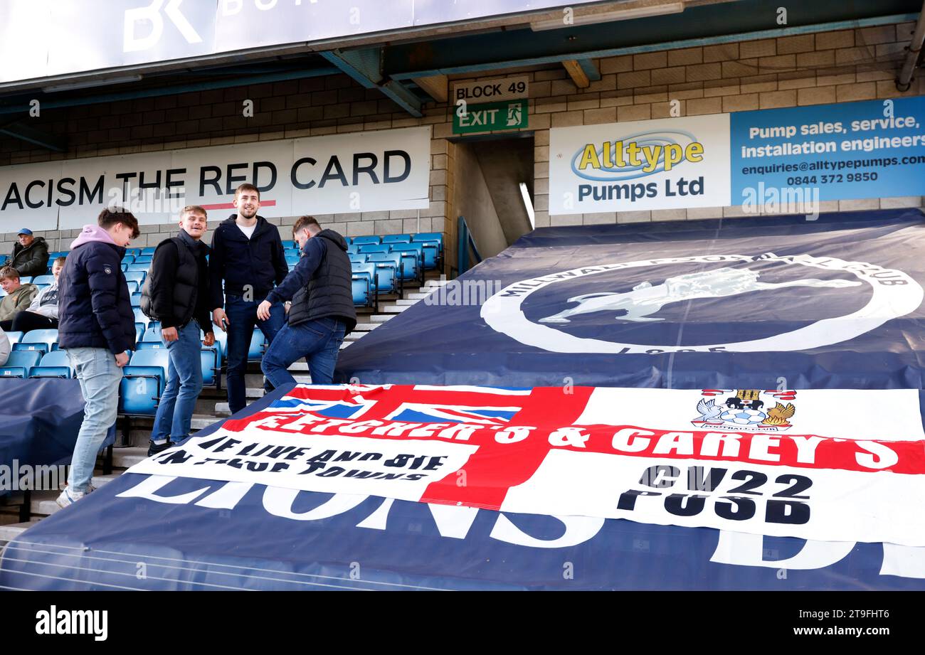 Coventry City banners are fixed to the stands before the Sky Bet ...