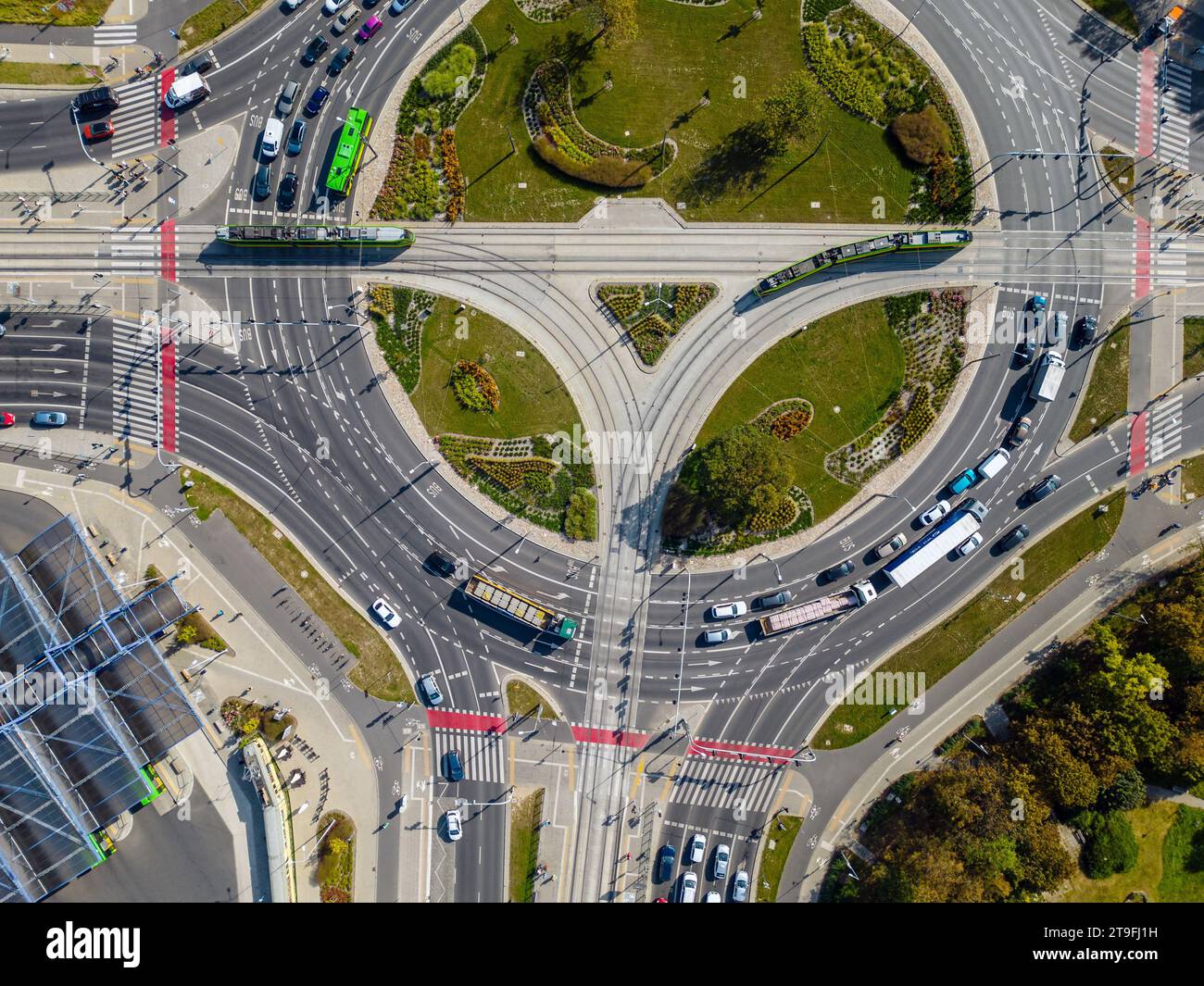 Aerial top down landscape of roundabout Stock Photo - Alamy