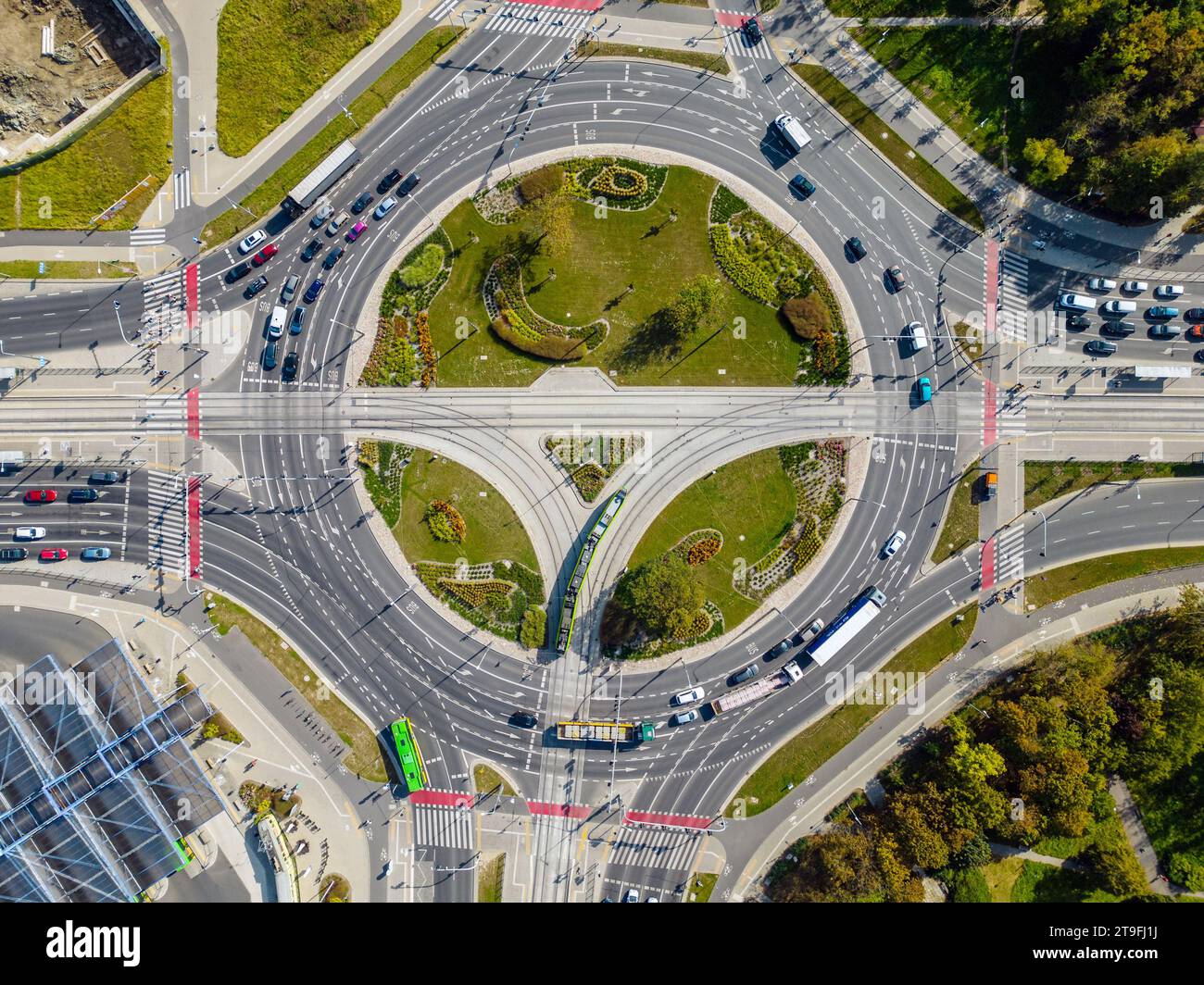Aerial top down landscape of roundabout Stock Photo - Alamy