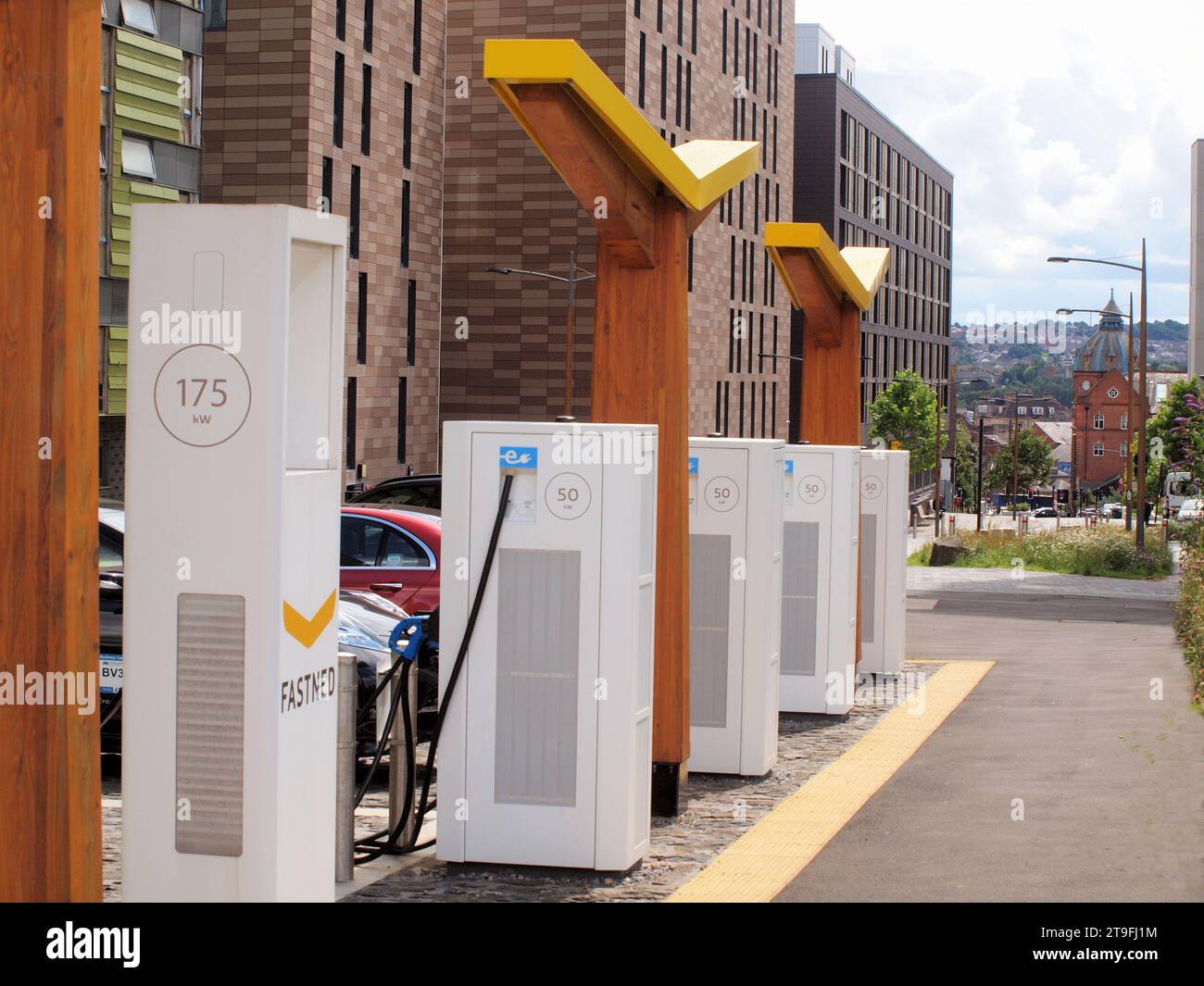 Electric car charging station situated adjacent to 'Newcatle United ...