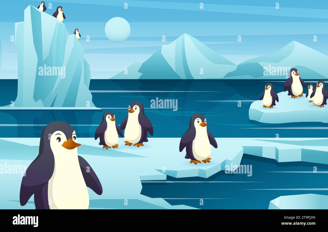 Group of penguin in antarctica scene . Vector Stock Vector Image & Art ...