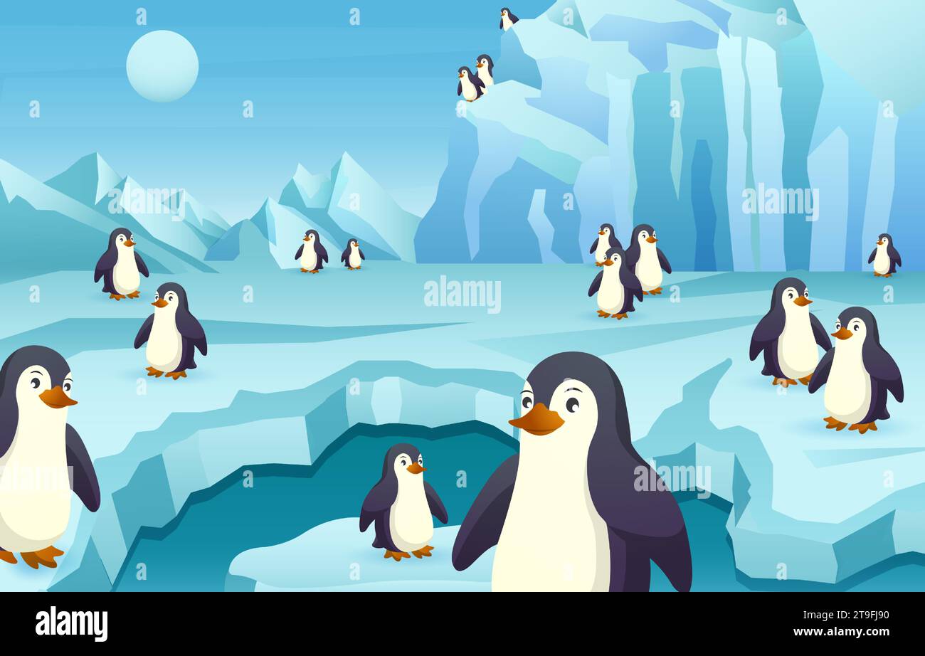 Group of penguin in antarctica scene . Vector Stock Vector Image & Art ...
