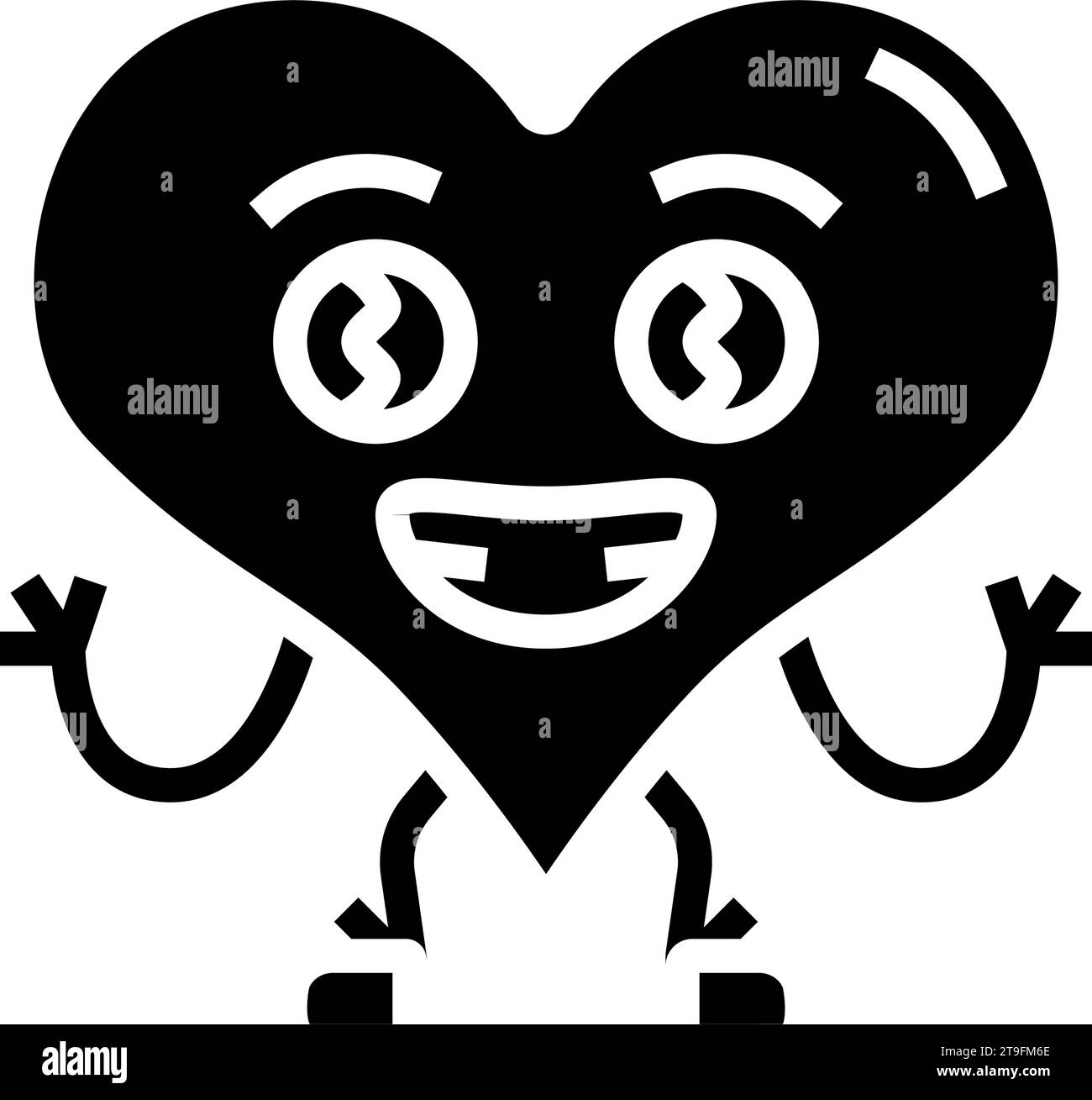 heart character happy emotions glyph icon vector illustration Stock ...
