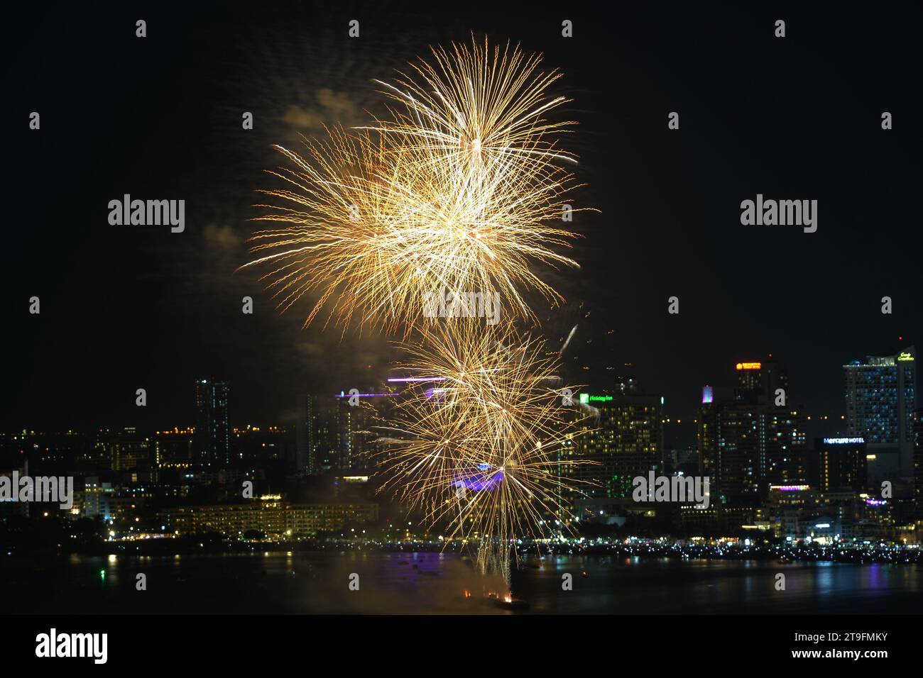 Pattaya, Thailand. 24th Nov, 2023. A fireworks display is seen in ...