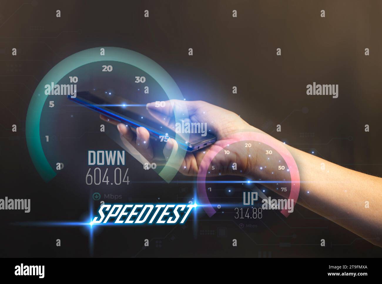 fast internet connection speedtest network bandwidth technology Man ...