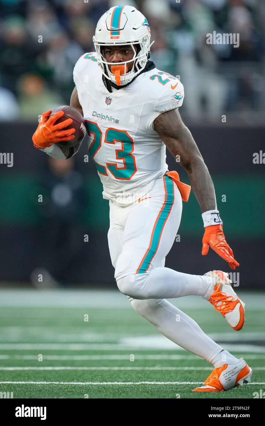 Miami Dolphins running back Jeff Wilson Jr. (23) during an NFL football game against the New ...