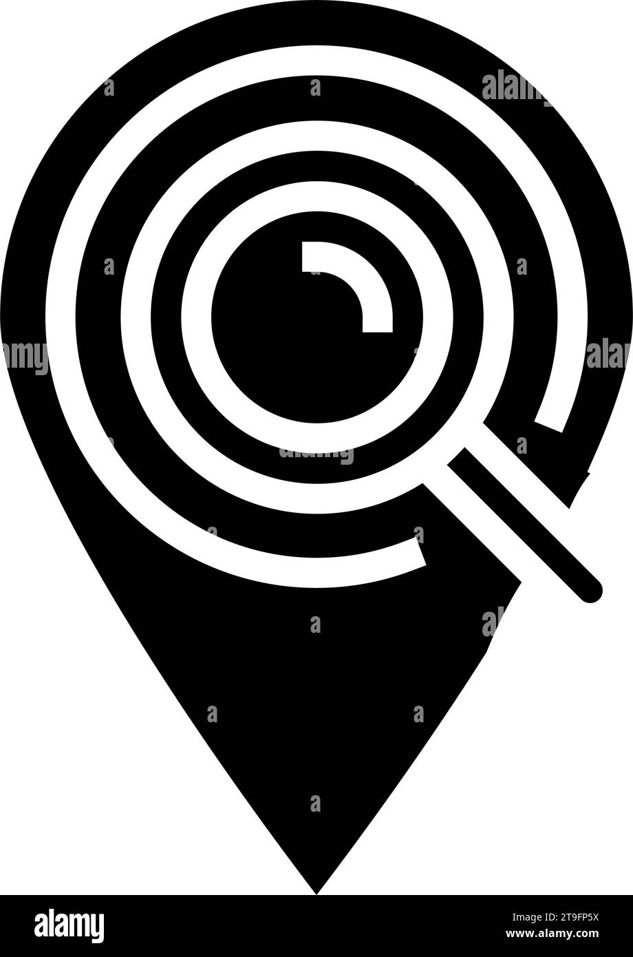 geolocation marker magnifying glass glyph icon vector illustration ...