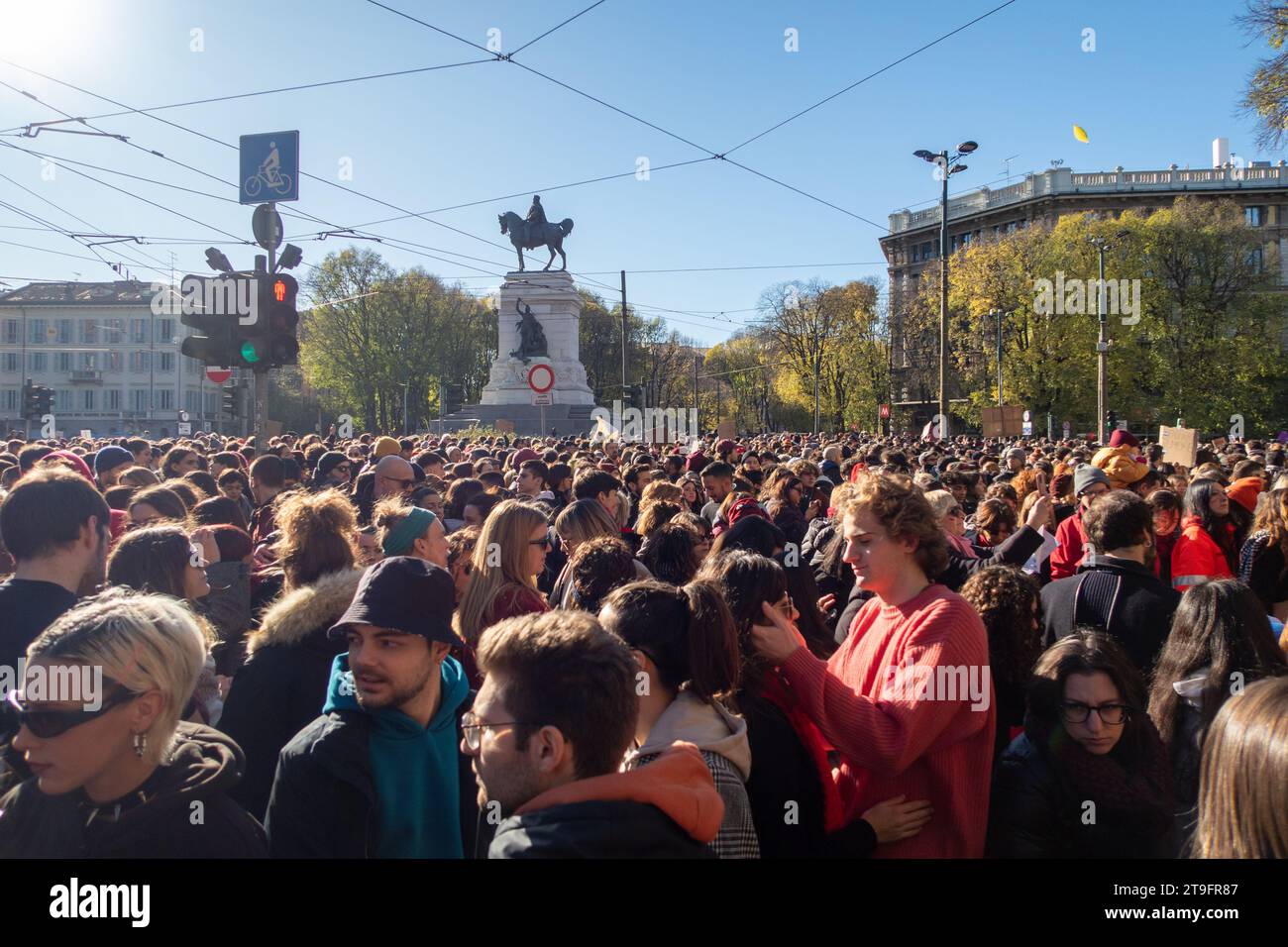 Shots taken during the rally against violence on women in Milan, Italy ...