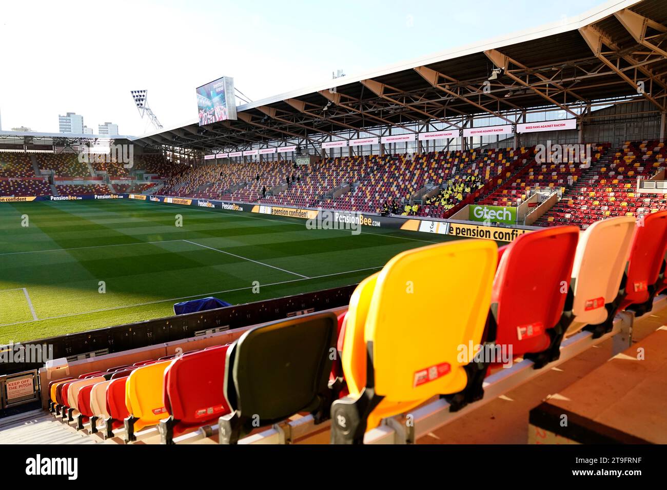 A view from the stands inside the stadium before during the Premier ...