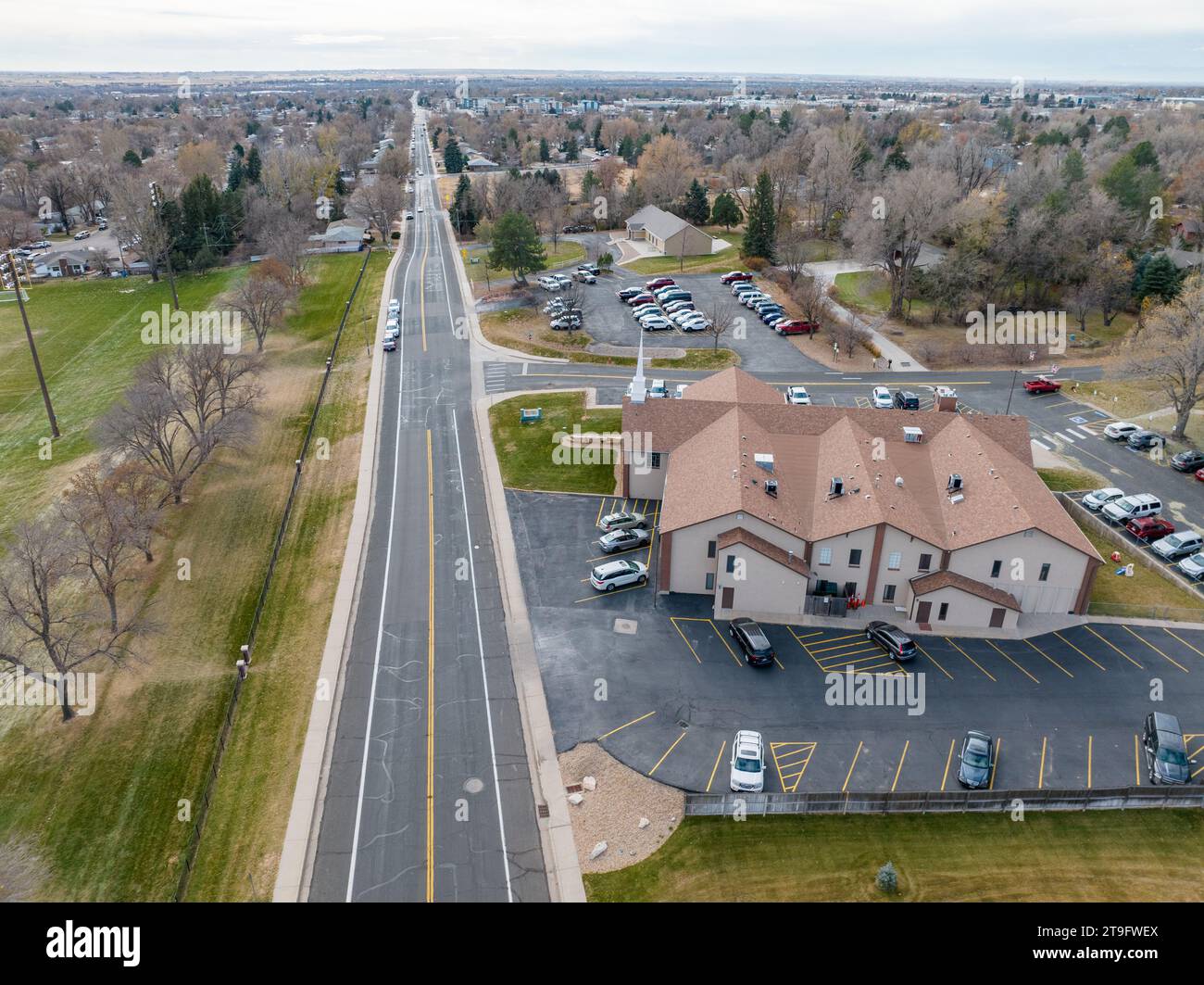 Church with distance perspective road Stock Photo - Alamy