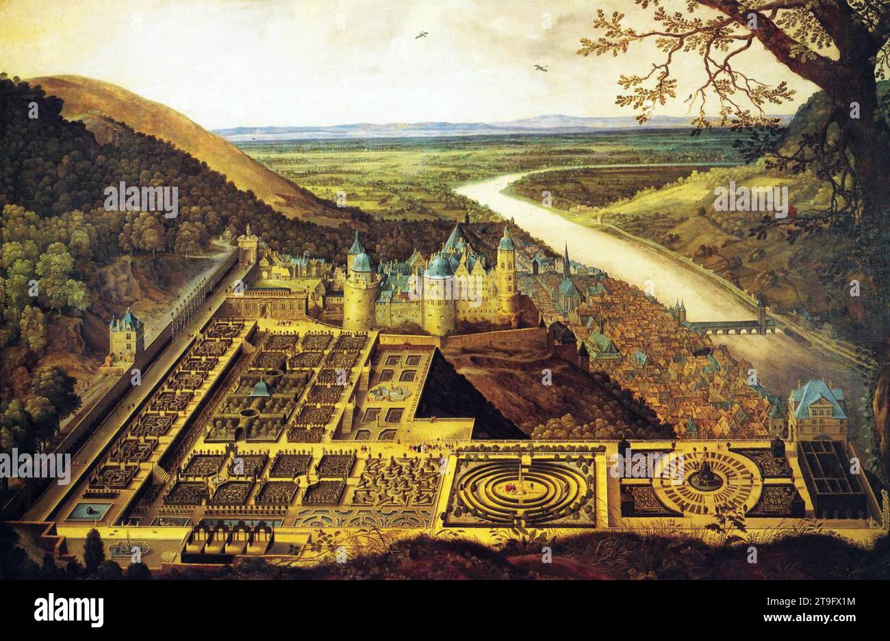 Hortus Palatinus and Heidelberg Castle - by Jacques Fouquier Stock ...