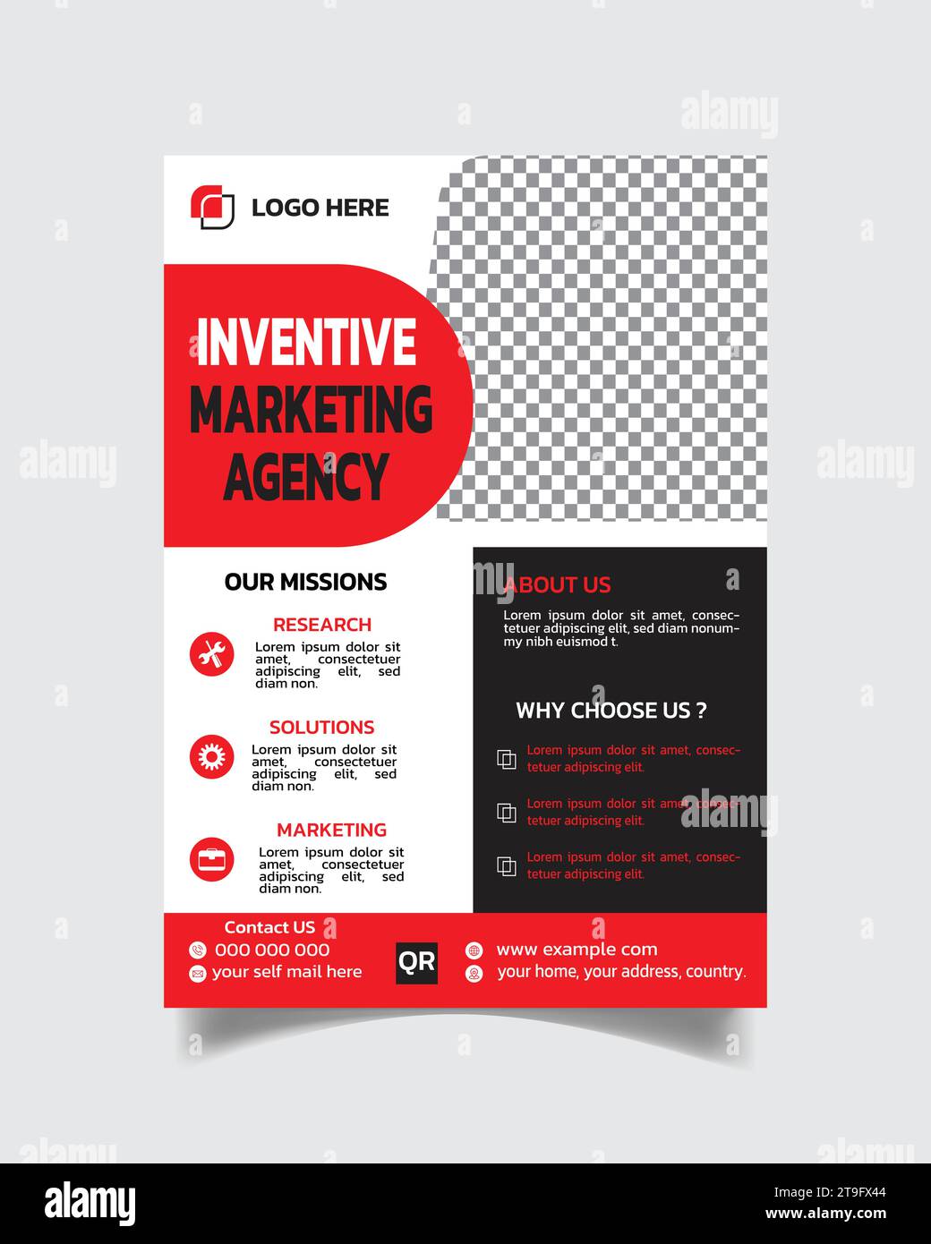 Modern and Clean Marketing Agency Flyer Design Template A4 size Stock ...