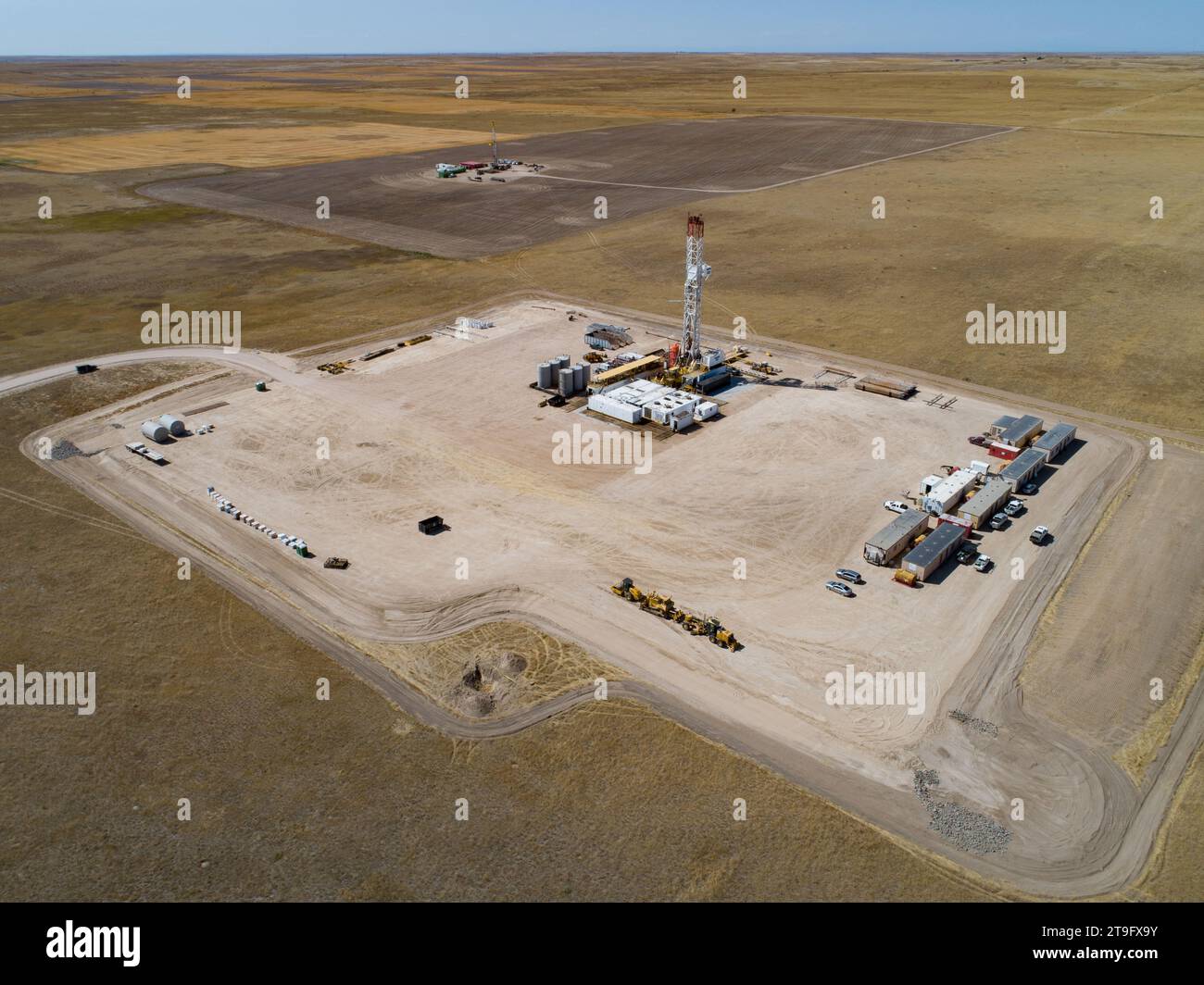 Oil drilling pad on the high plains of Colorado. Fracking for natural ...