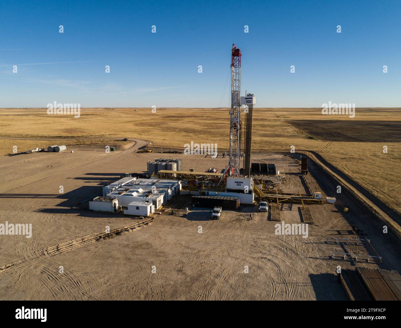 Oil derrick and natural gas production. High plains of Colorado Stock ...