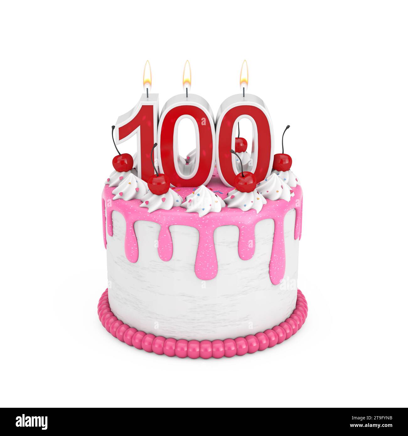 100 Year Birthday Concept. Abstract Birthday Cartoon Dessert Cherry ...
