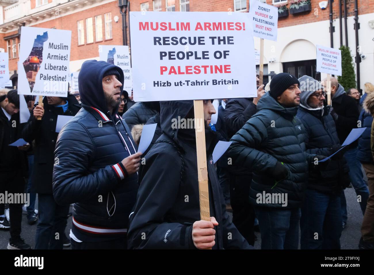 London, UK. 25th Nov 2023. Hizb ut-Tahrir Britain organised protest ...