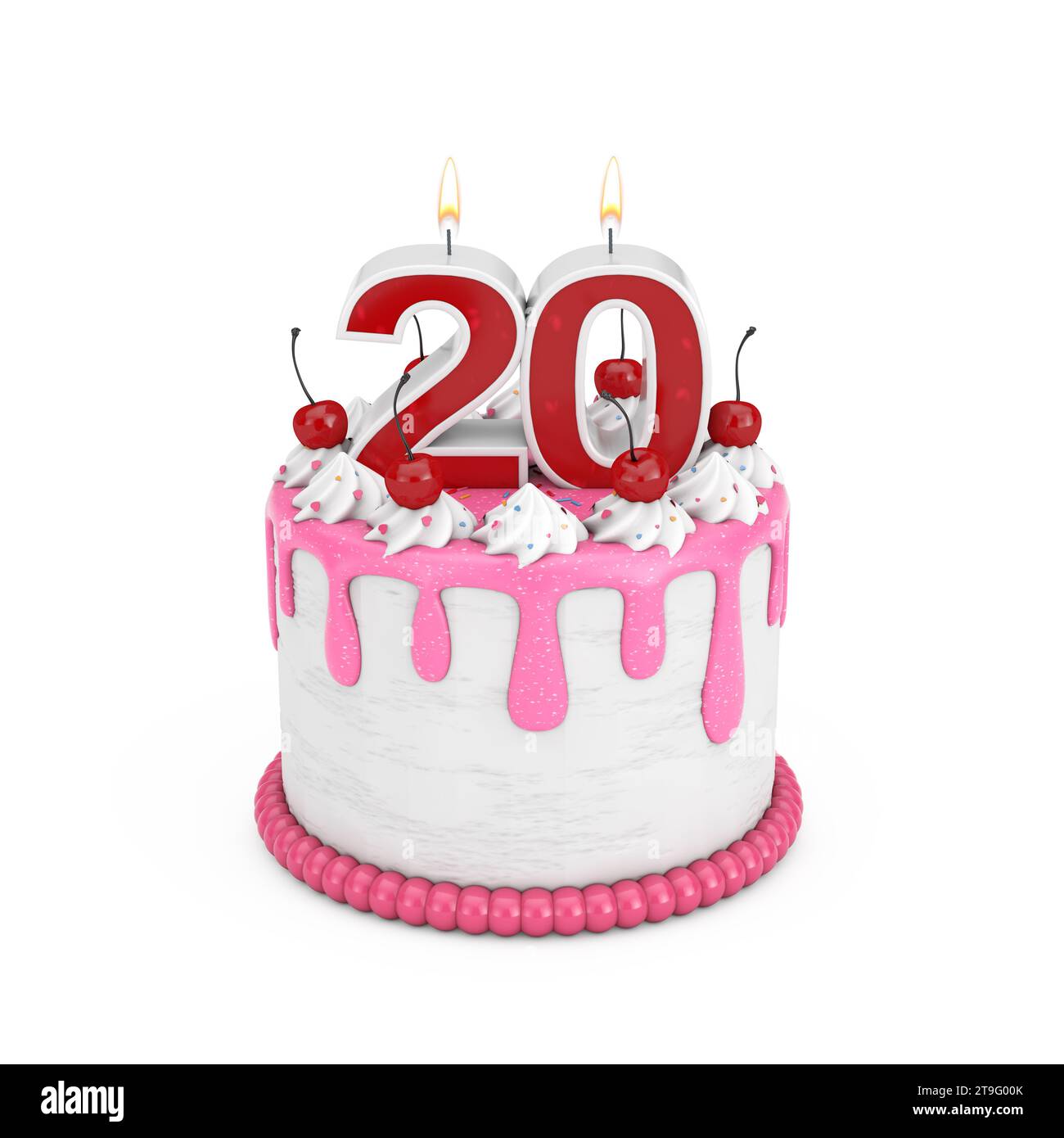 20 Year Birthday Concept. Abstract Birthday Cartoon Dessert Cherry Cake ...