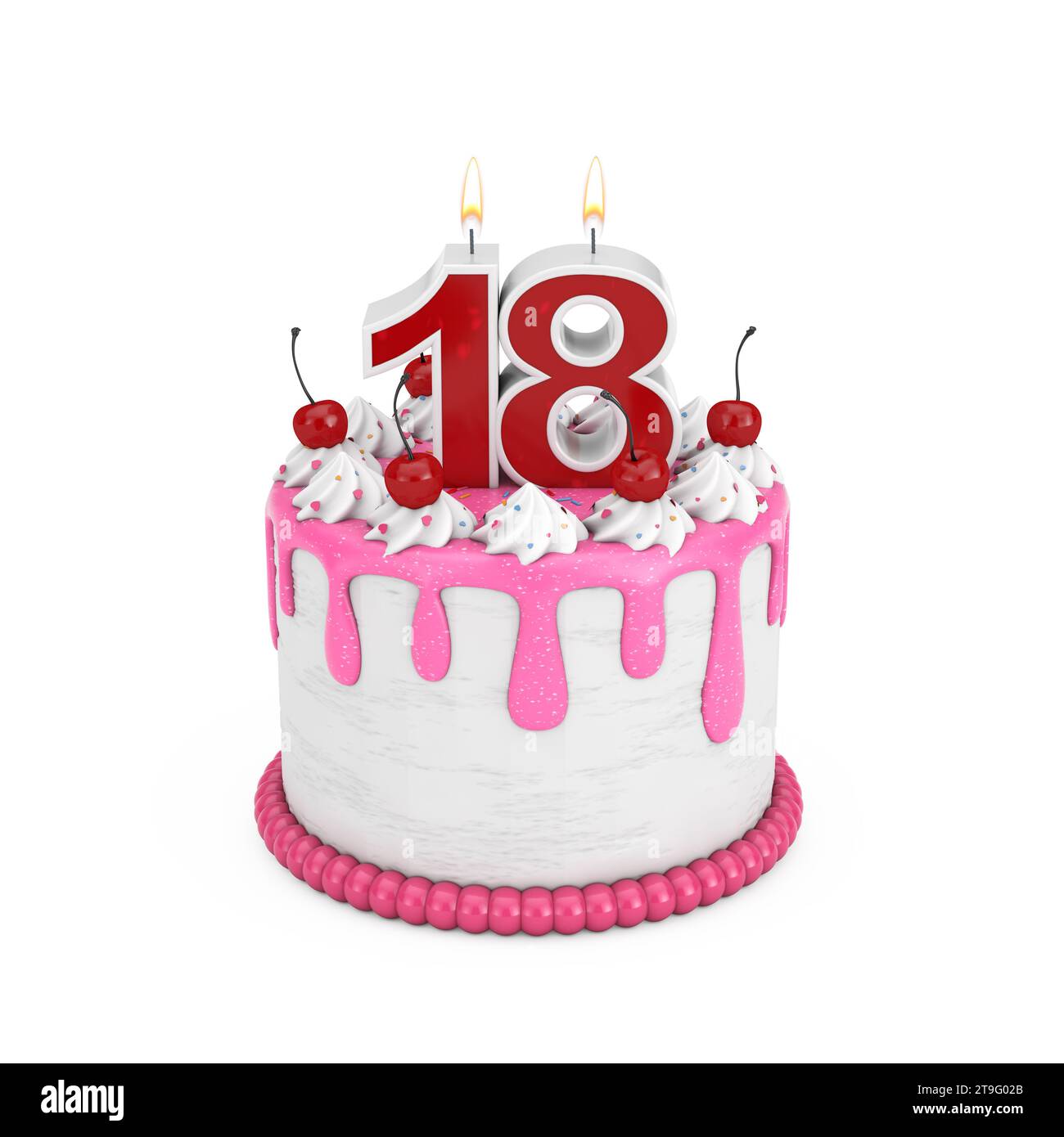 18 Year Birthday Concept. Abstract Birthday Cartoon Dessert Cherry Cake ...